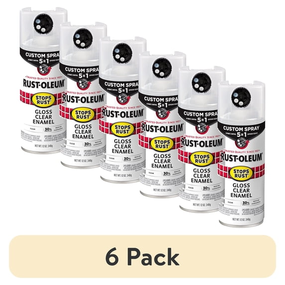 (6 pack) Clear, Rust-Oleum Stops Rust Custom Sprays 5 in 1 Gloss Spray ...