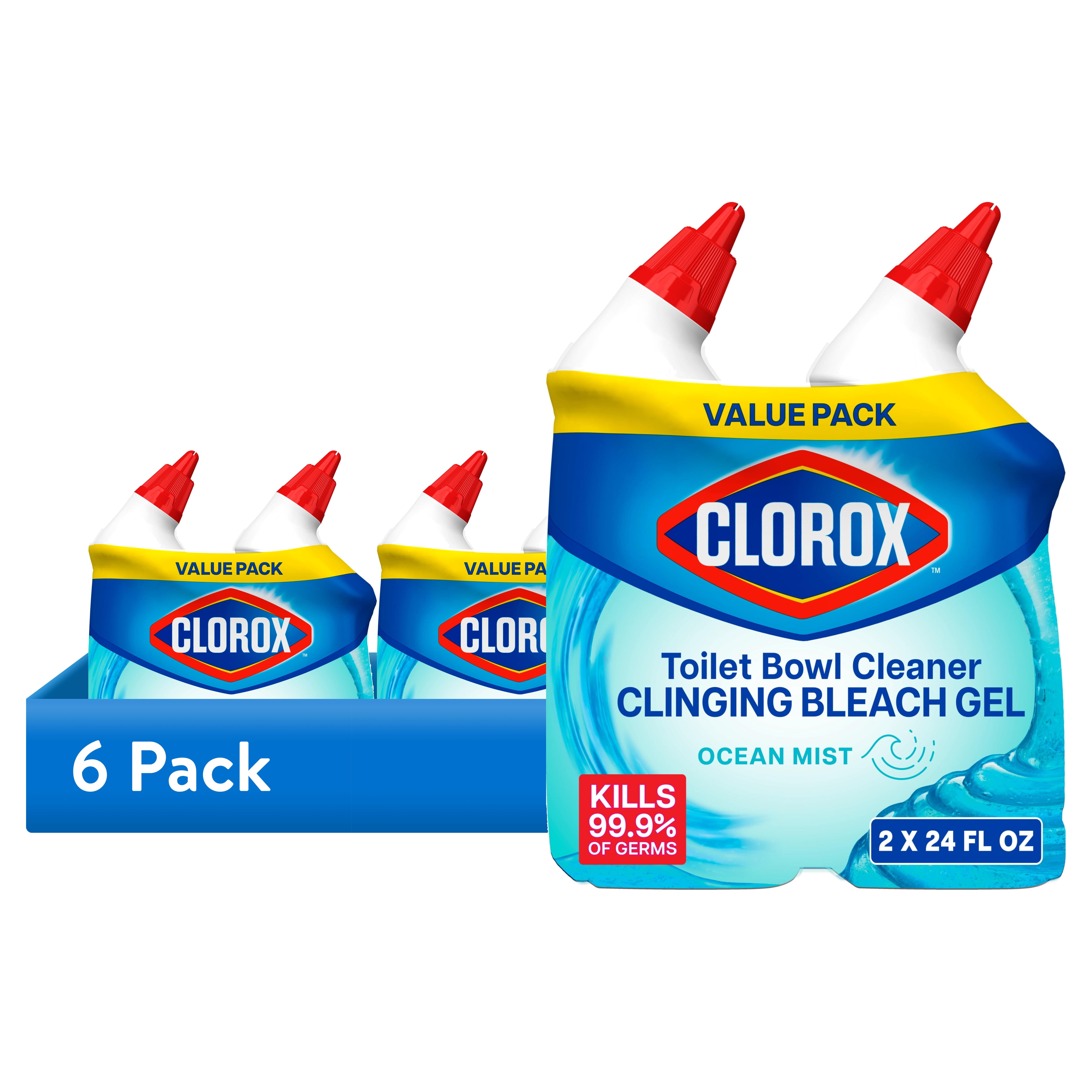 (6 pack) Clorox Toilet Bowl Cleaner Clinging Bleach Gel, Ocean Mist, 24 ...