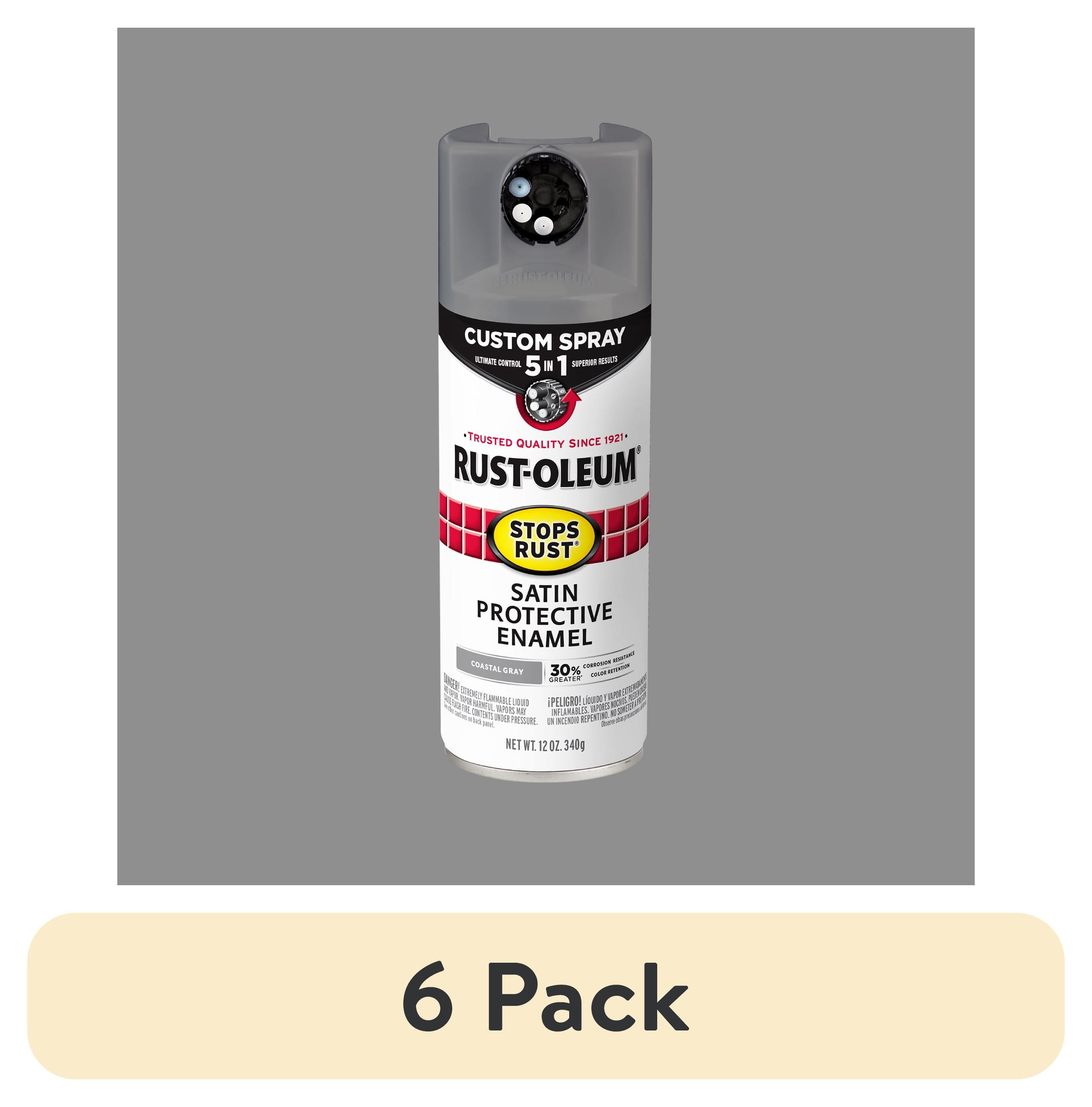 (6 pack) Coastal Gray , Rust-Oleum Stops Rust Custom Sprays 5 in 1 ...