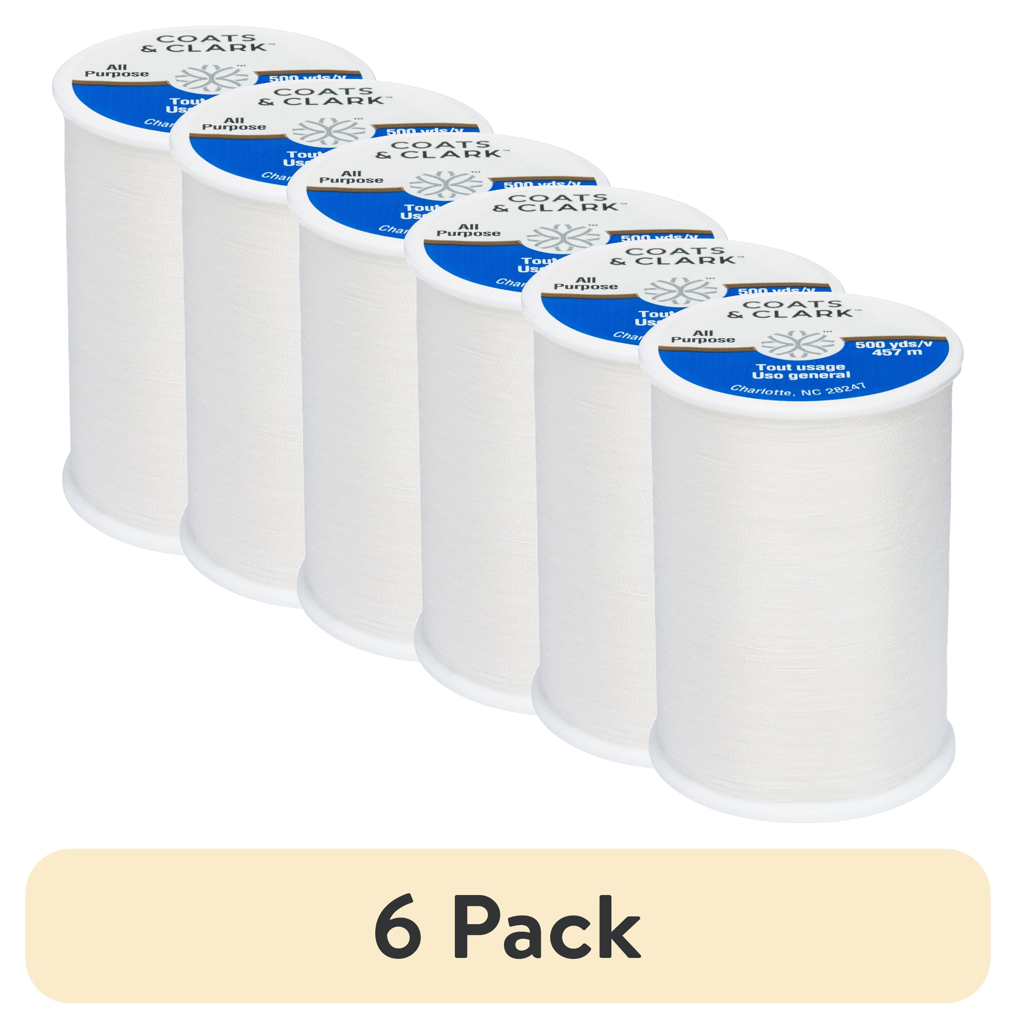 (6 pack) Coats & Clark All Purpose Winter White Polyester Thread, 500 ...