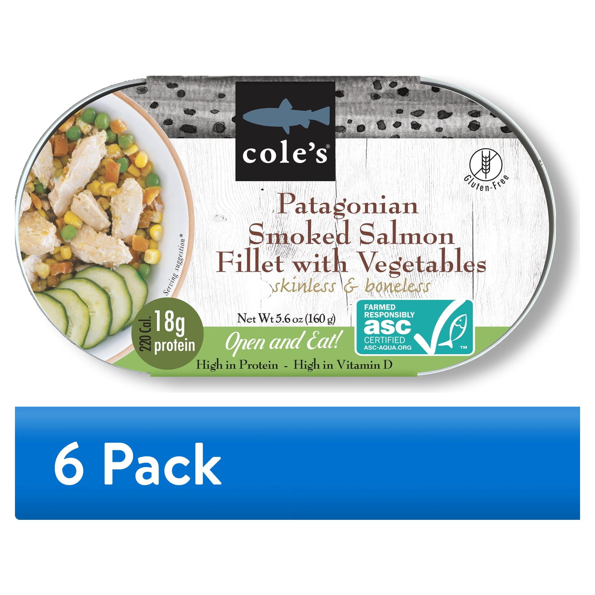 (6 pack) Cole's Open & Eat Patagonian Smoked Salmon Fillet (FISH) with ...