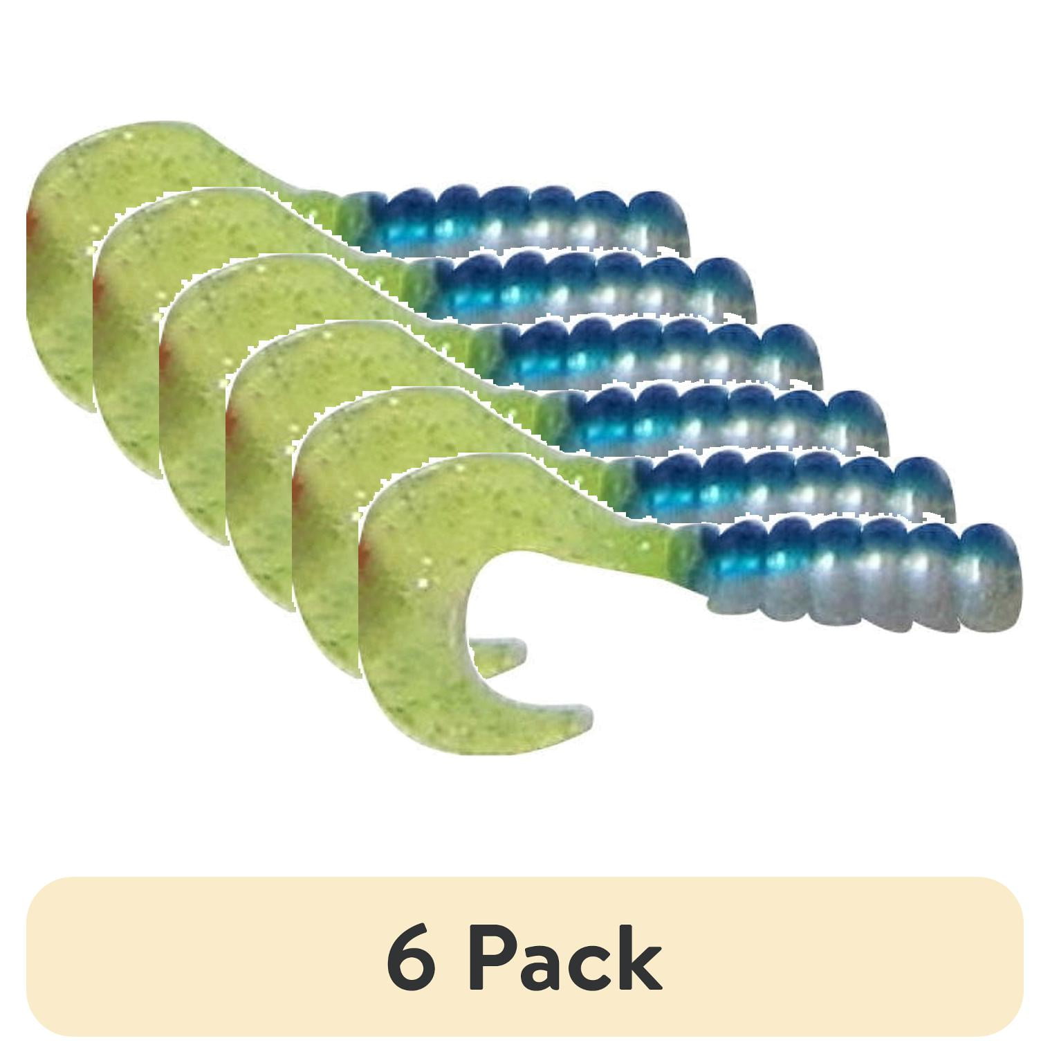 (6 pack) Creme 2" Tri-Color Swirl Tail Lure, Black, Blue, & Chartreuse ...