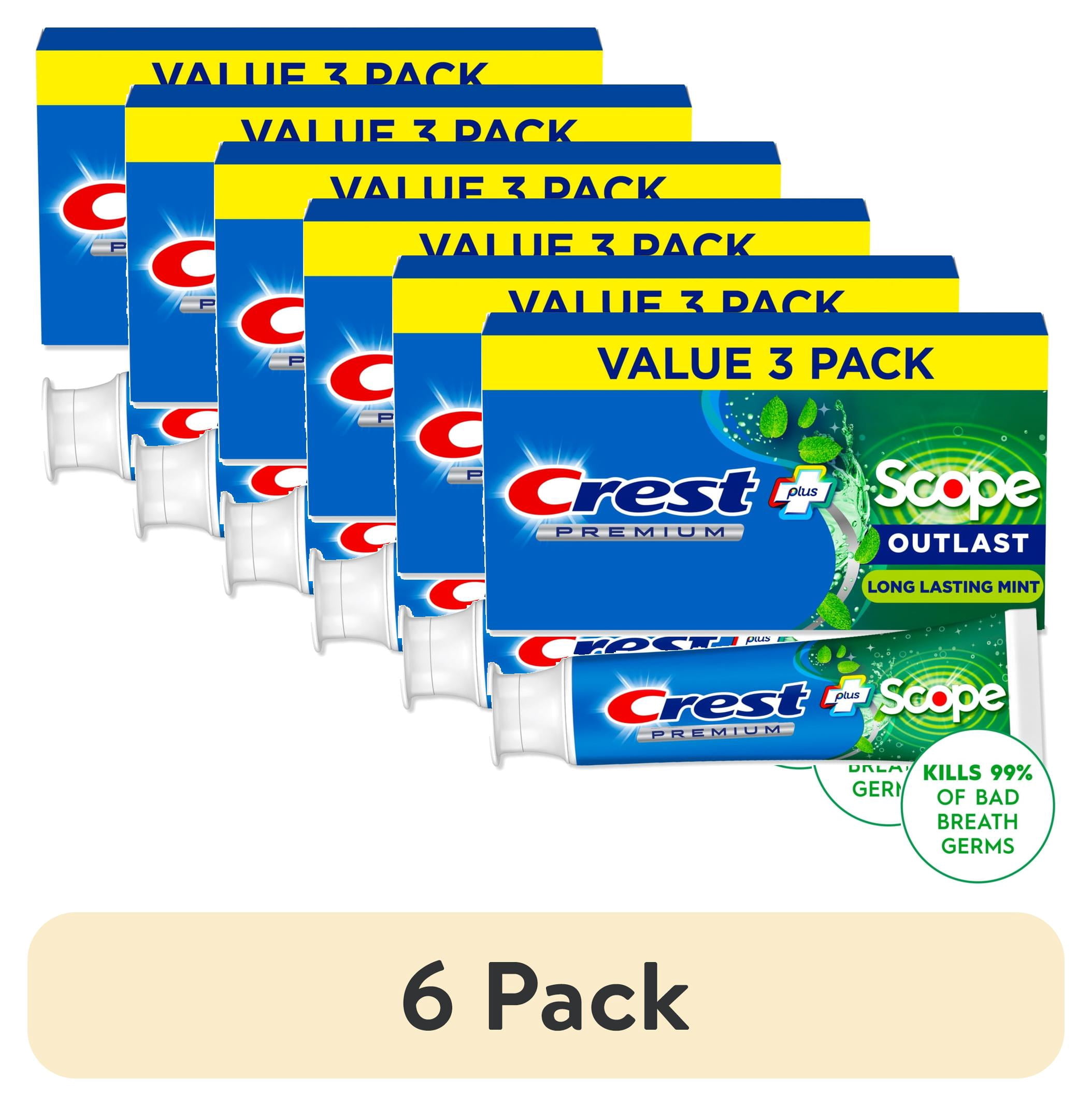 (6 pack) Crest Premium Plus Scope Outlast Fluoride Toothpaste, Long ...