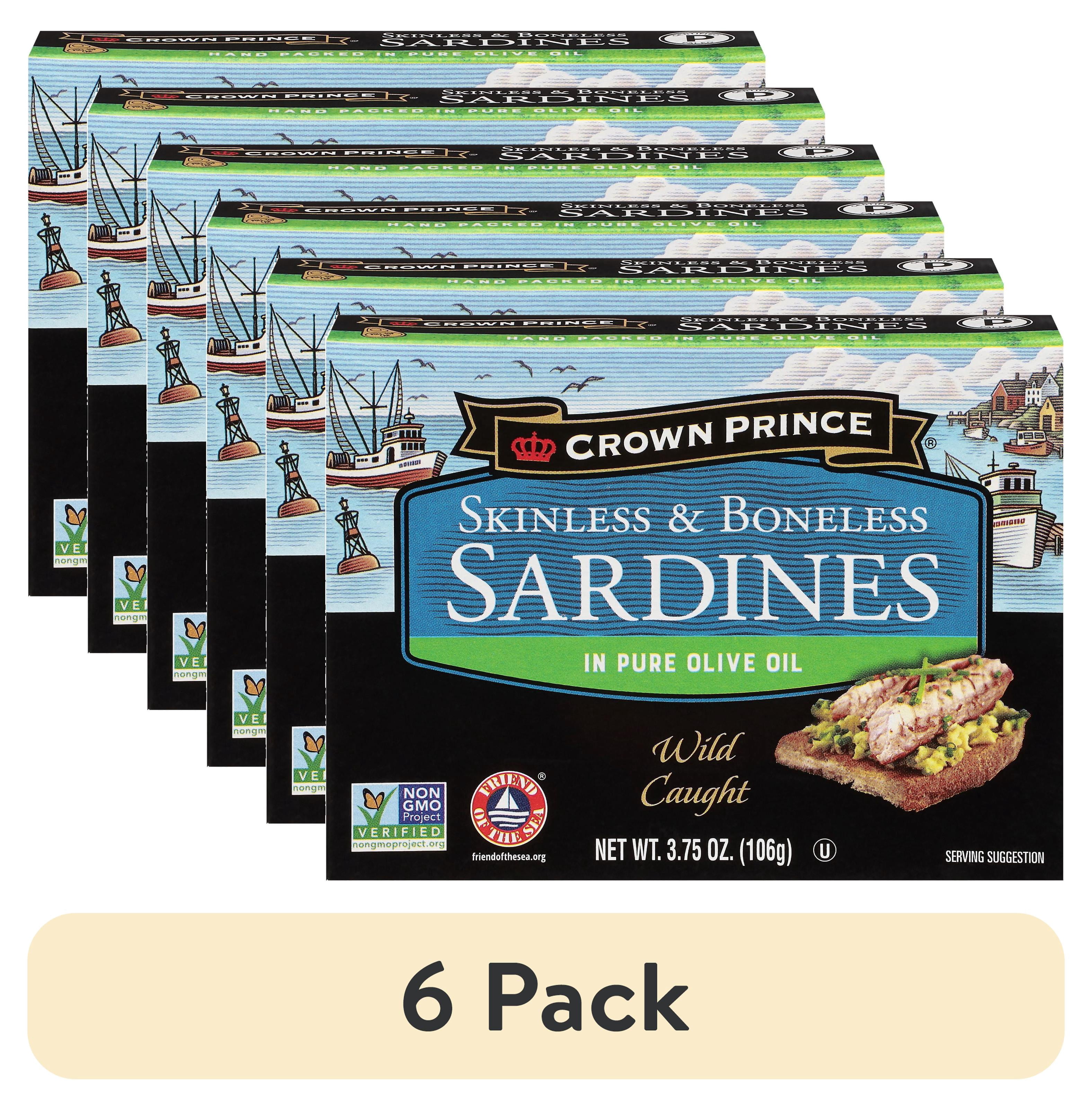 (6 pack) Crown Prince Skinless & Boneless Sardines in Olive Oil, 3.75 ...