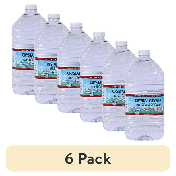 (6 pack) Crystal Geyser Alpine Spring Water, 1 Gallon Plastic Jug ...