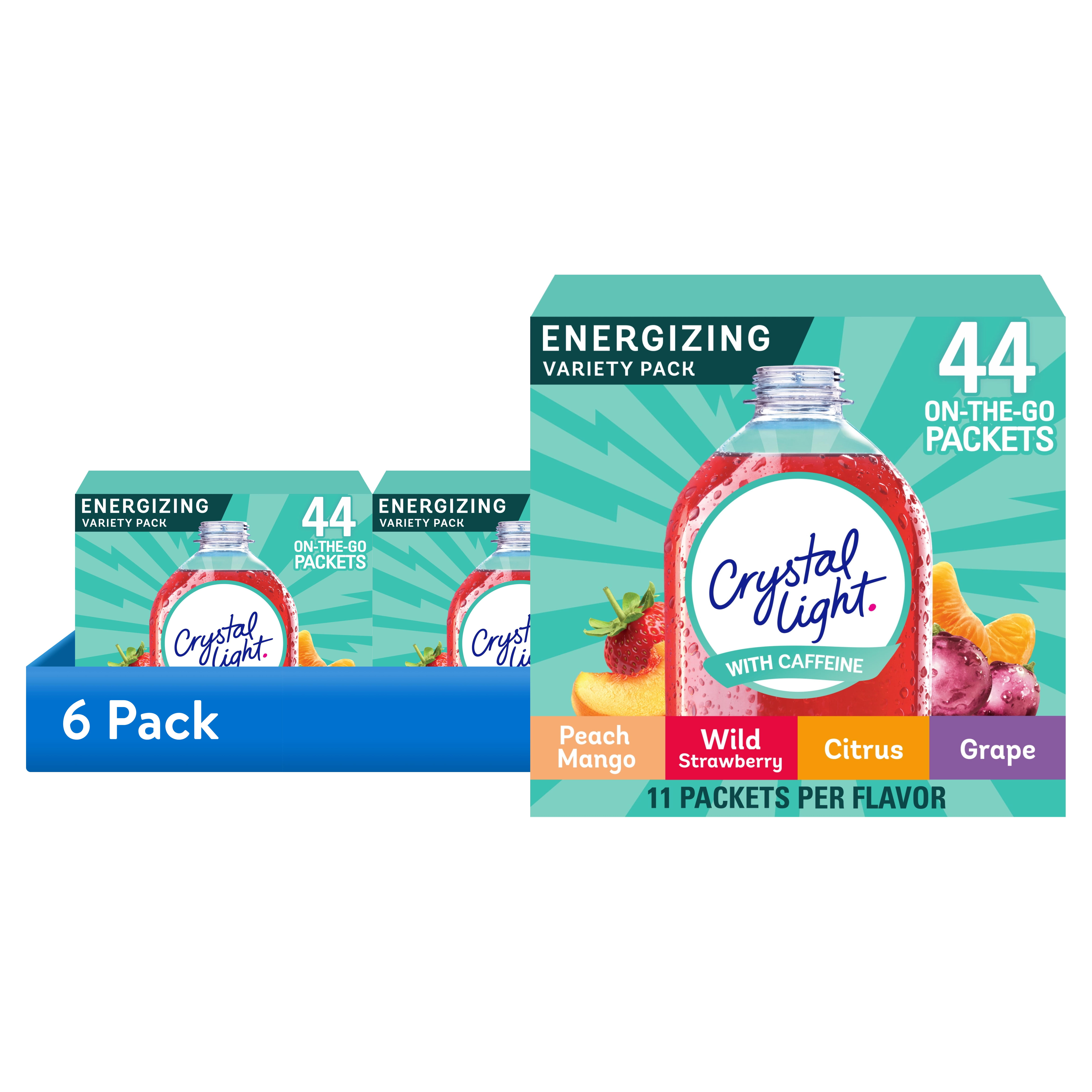 (6 pack) Crystal Light Energizing Variety Pack, 44 ct On-the-Go Packets ...