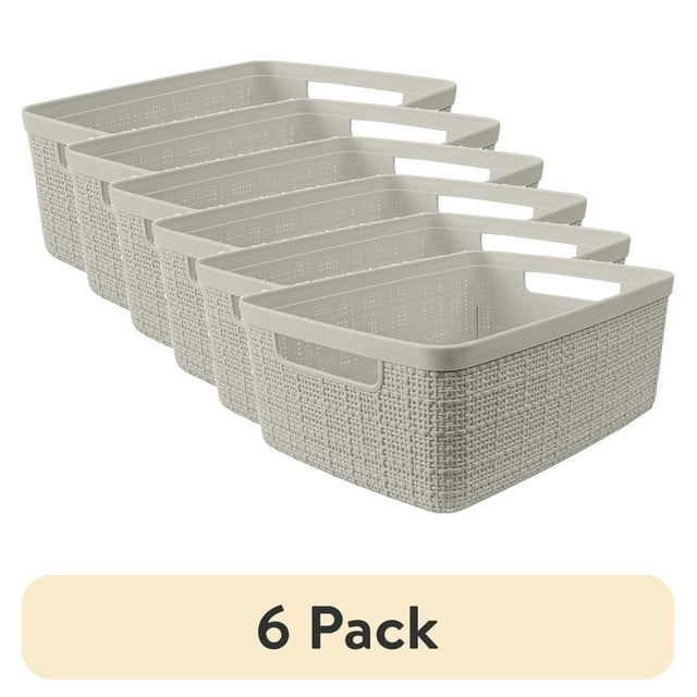 Curver Jute Small Beige Plastic Storage Basket, Multifunctional and ...