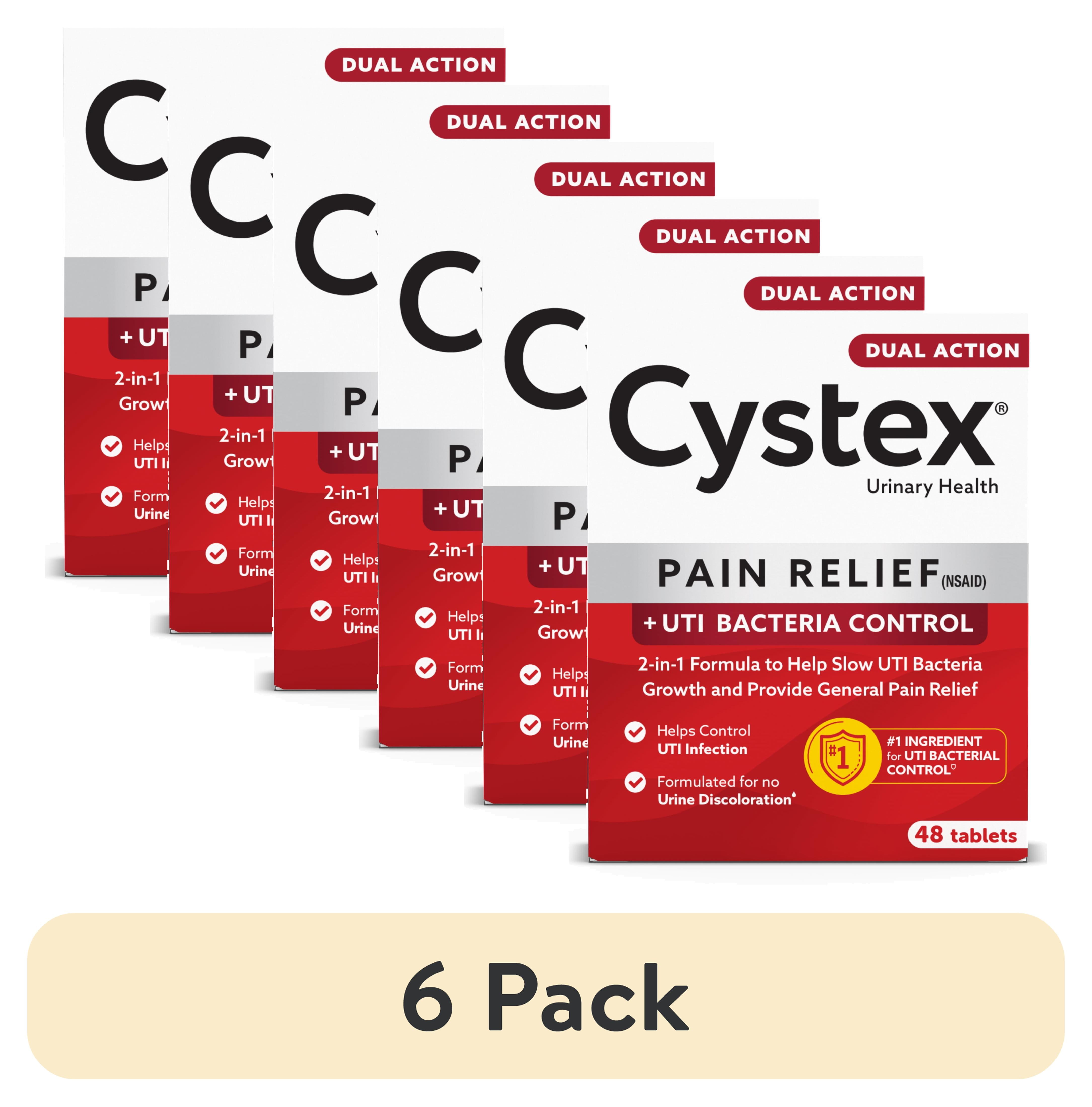 (6 pack) Cystex Dual Action Relief, Helps Slow UTI Bacteria Growth ...