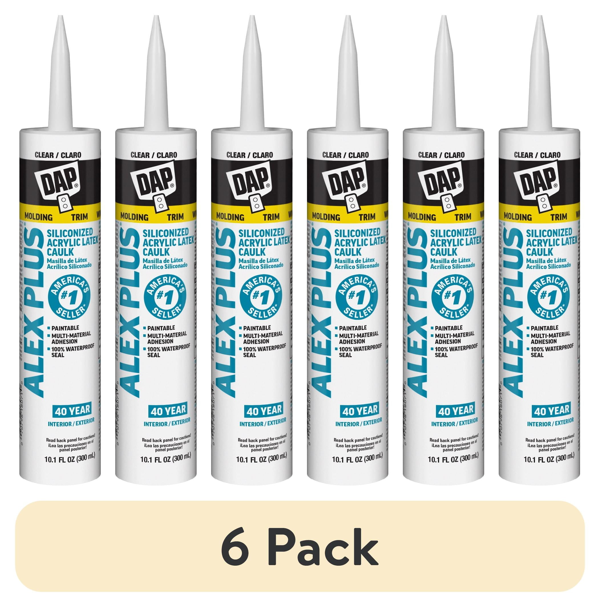 (6 pack) DAP Alex Plus 10.1 oz Clear All Purpose Acrylic Latex Caulk ...