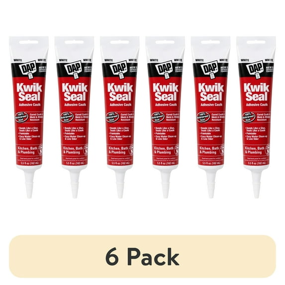 (6 pack) DAP Kwik Seal 5.5 oz White Adhesive Kitchen and Bath Acrylic ...