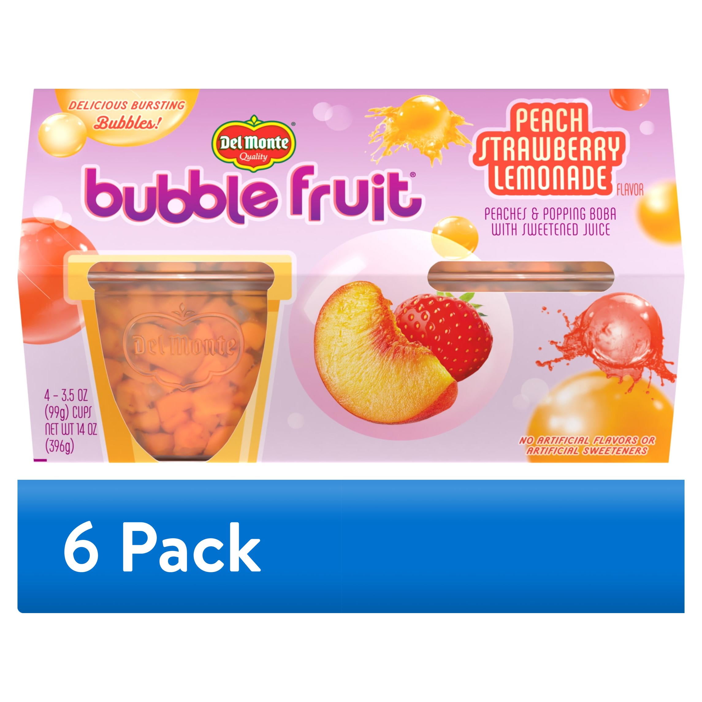 (6 pack) Del Monte Bubble Fruit Peach Strawberry Lemonade Fruit Cup ...