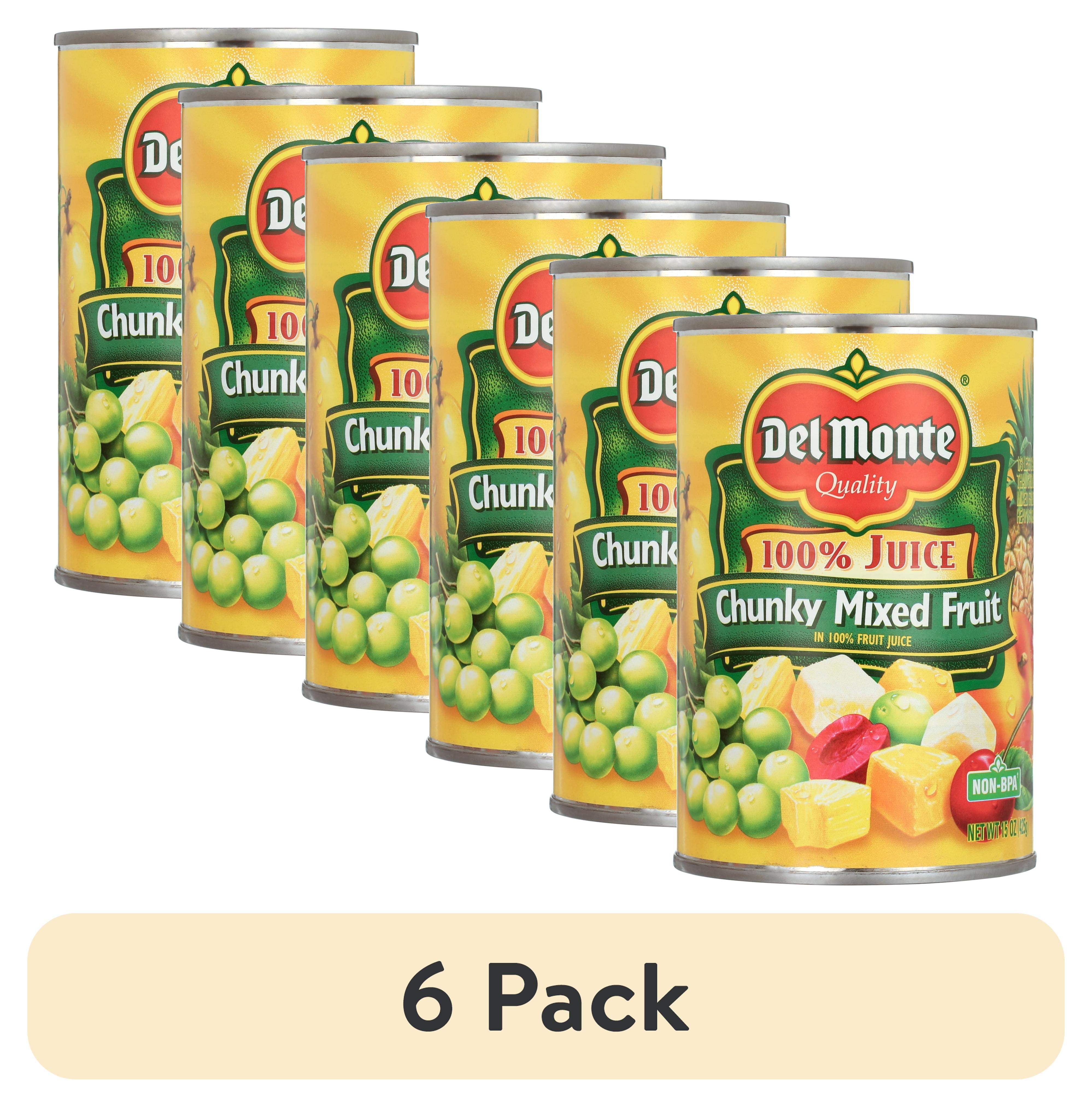 (6 pack) Del Monte Chunky Mixed Fruit, 100% Juice, Canned Fruit, 15 oz ...