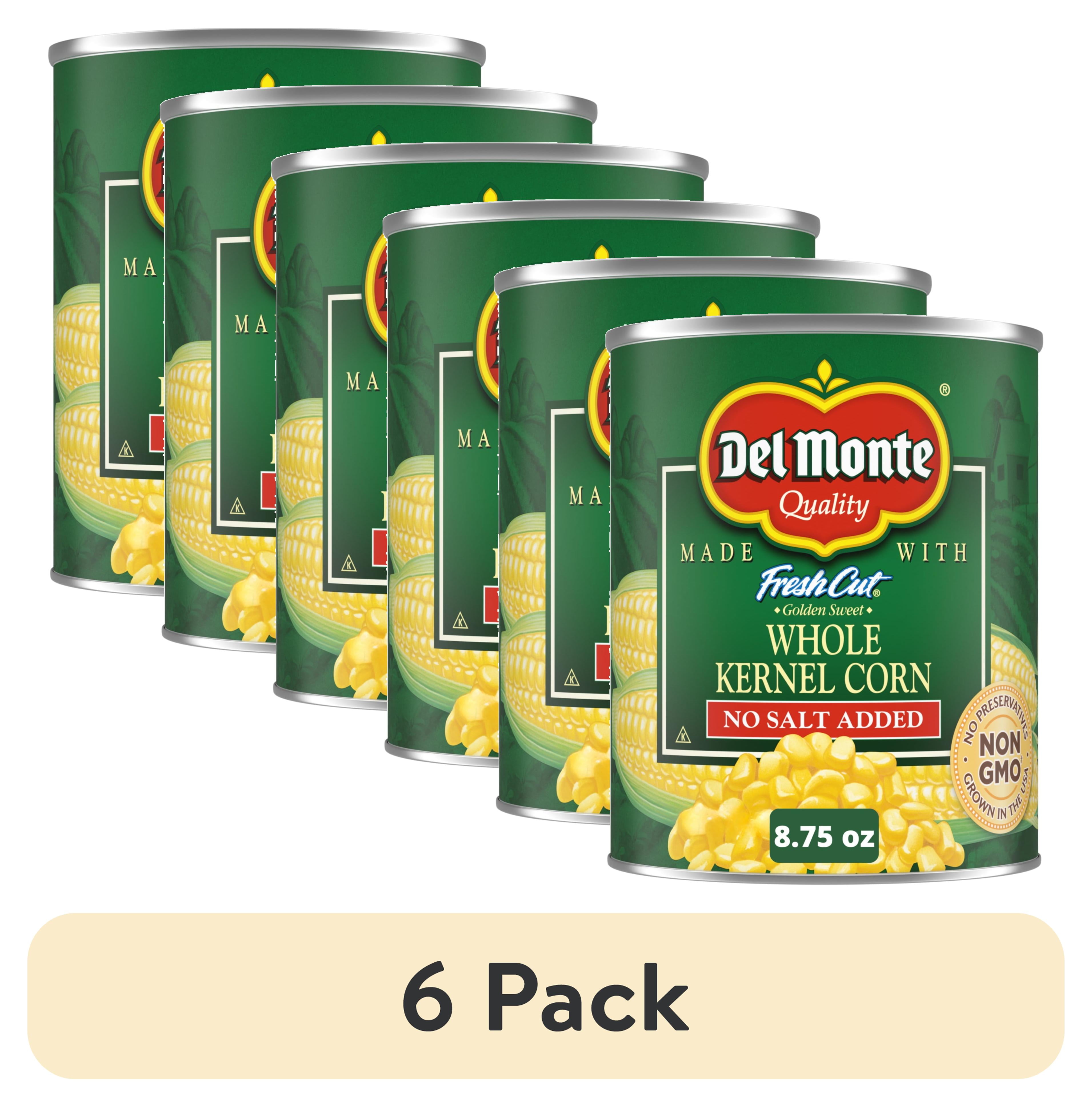 (6 pack) Del Monte No Salt Added Golden Sweet Whole Kernel Corn, Canned ...