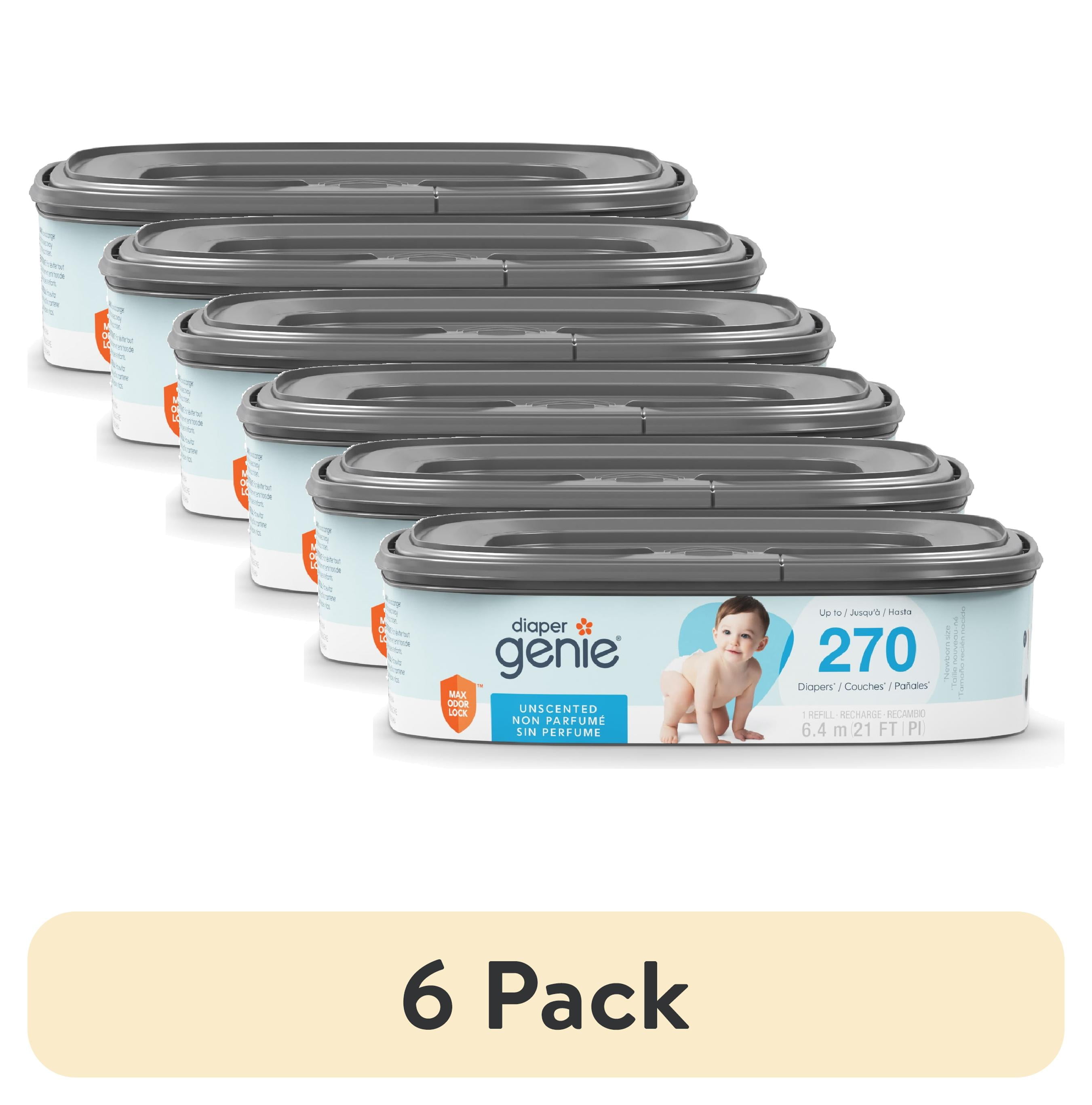 (6 pack) Diaper Genie Square Refill, Unscented, Holds up to 270 Newborn ...