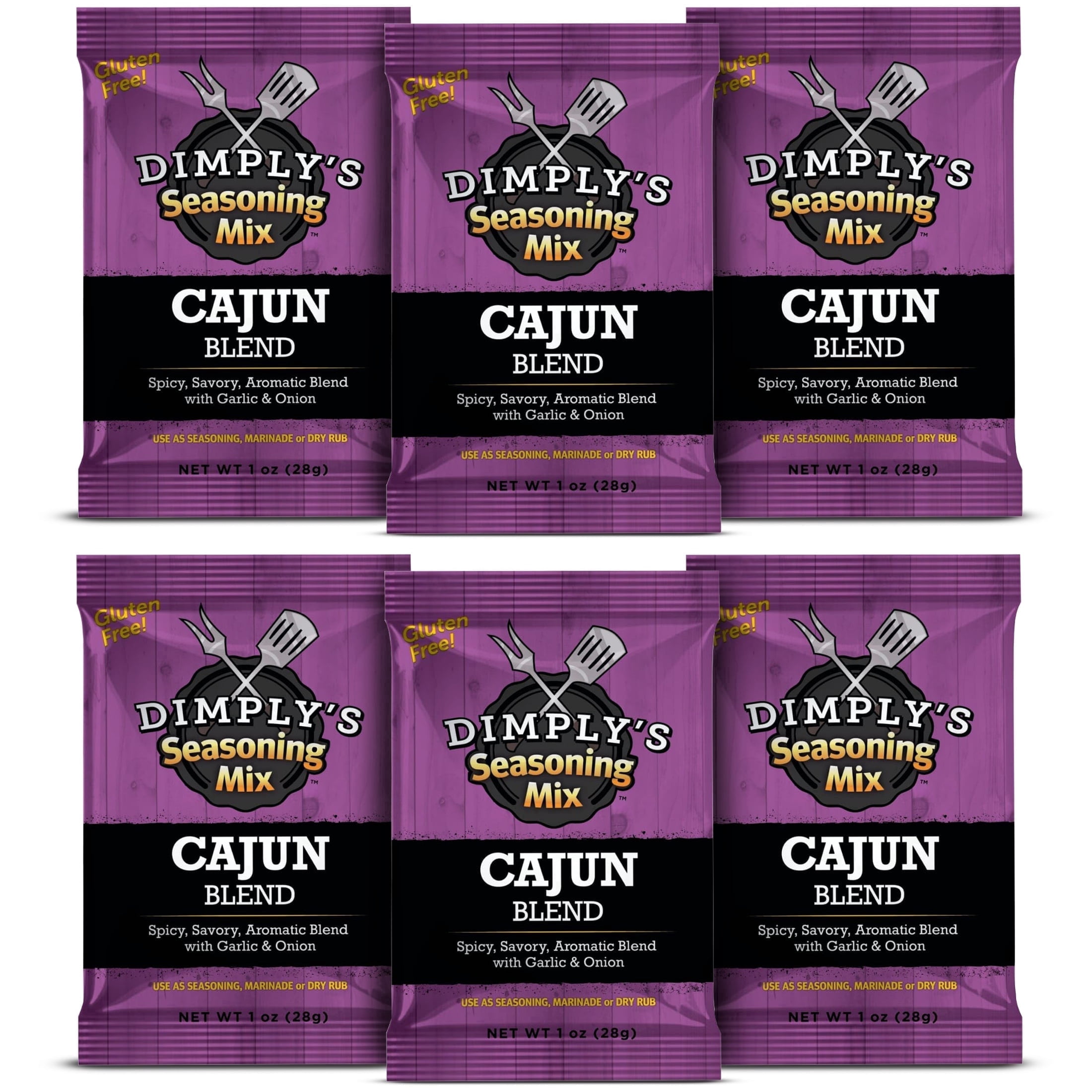 Dimply's Cajun Seasoning Mix, 6-Pack Single Serve Pouches – Dry Rub ...