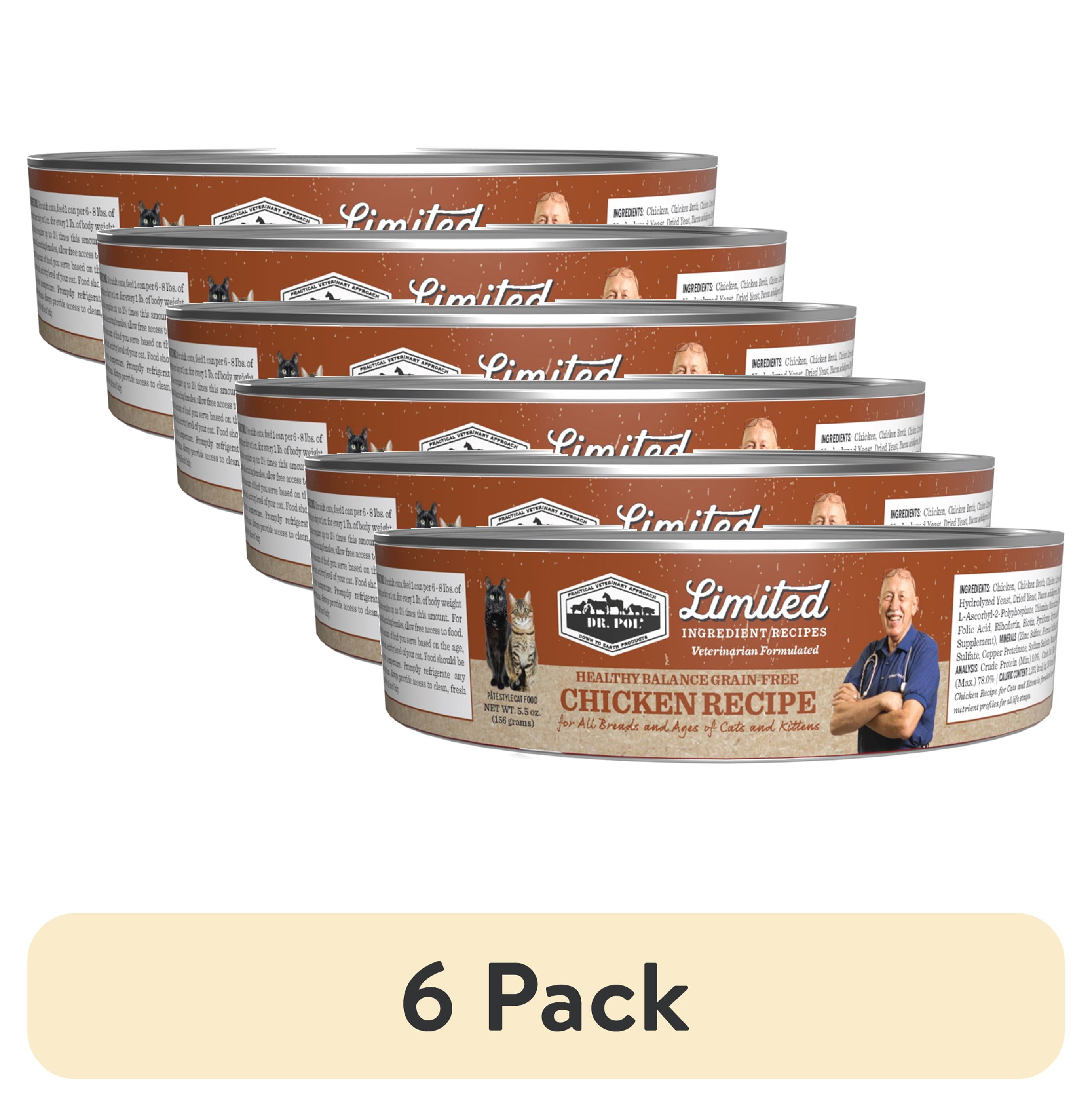 (6 pack) Dr. Pol Limited Ingredient Chicken Canned Cat Food, 5.5oz ...