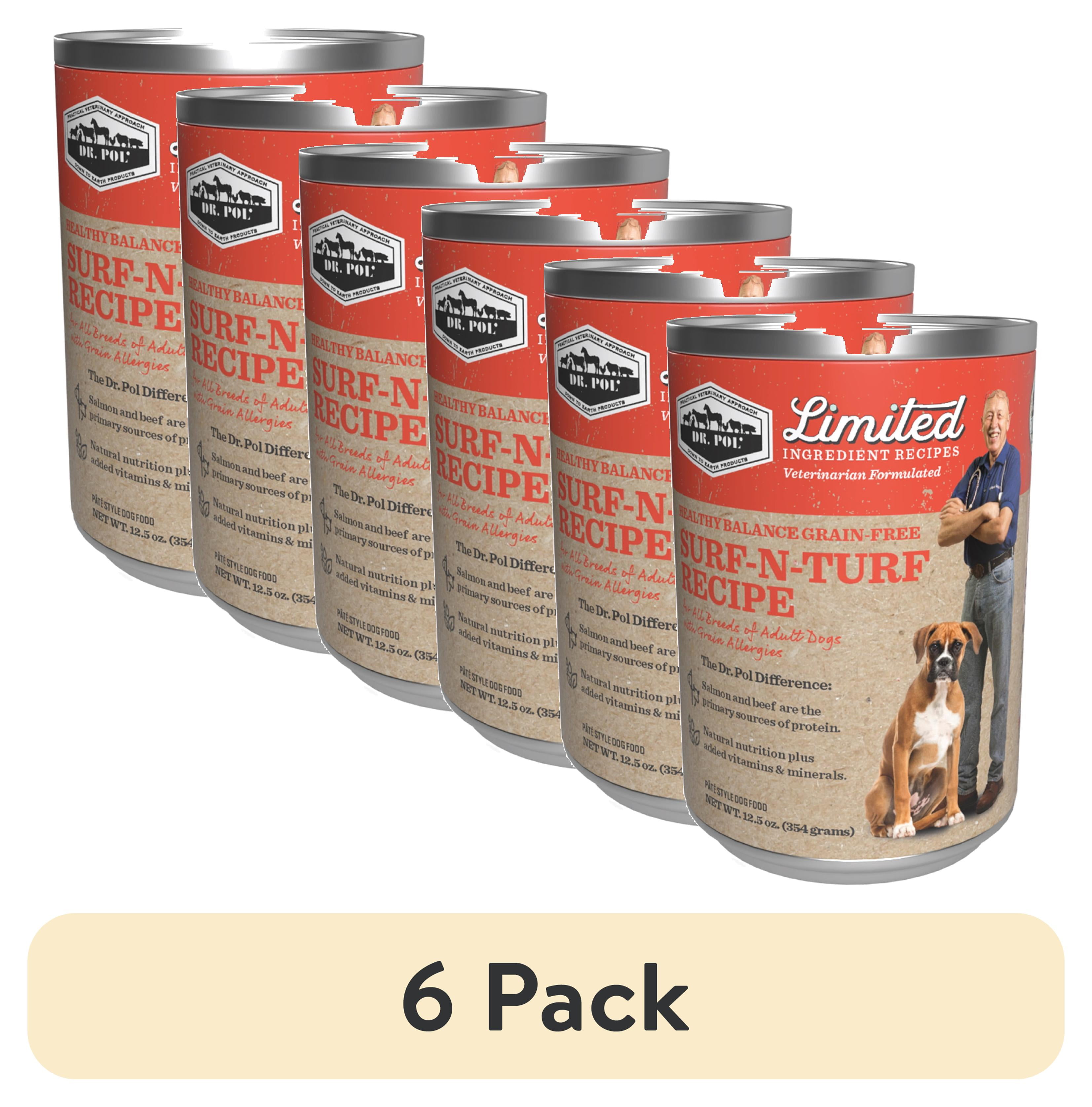 (6 pack) Dr. Pol Limited Ingredient Surf-N-Turf Canned Dog Food, 12.5oz ...