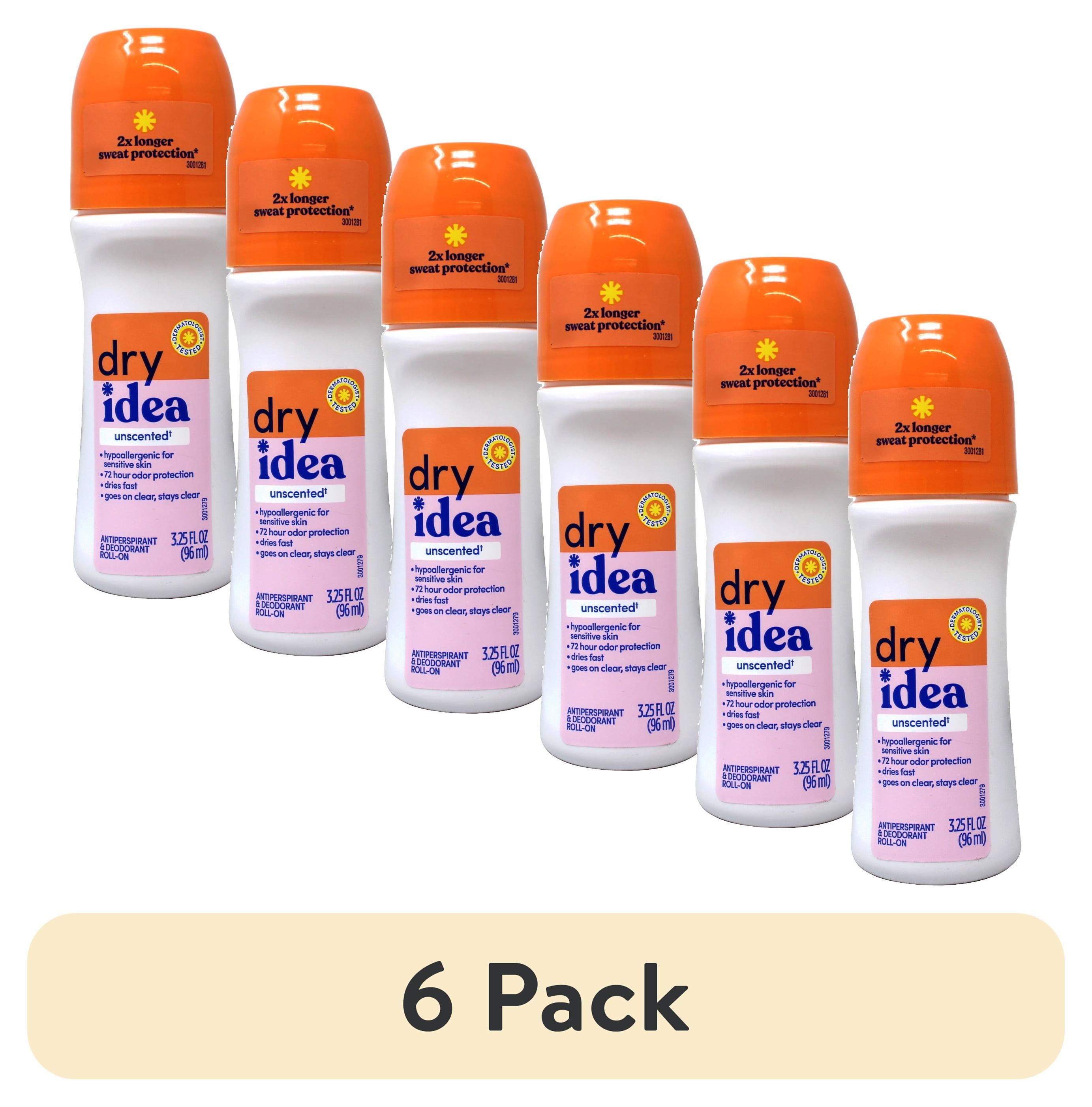 (6 pack) Dry Idea Antiperspirant Deodorant Roll On, Unscented, 3.25 fl ...