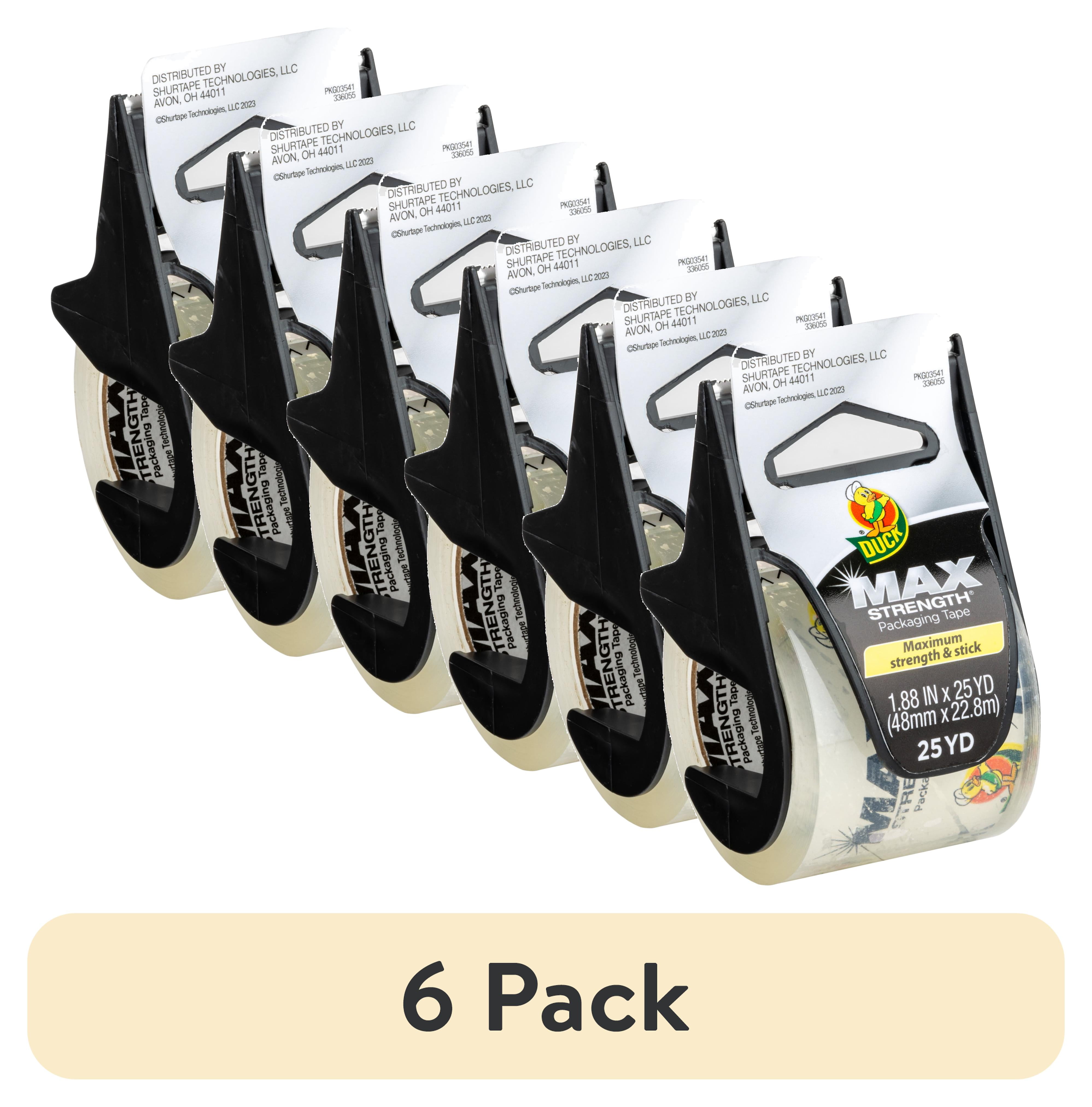 (6 pack) Duck Max Strength Clear Packing Tape with Dispenser, 1.88" x ...