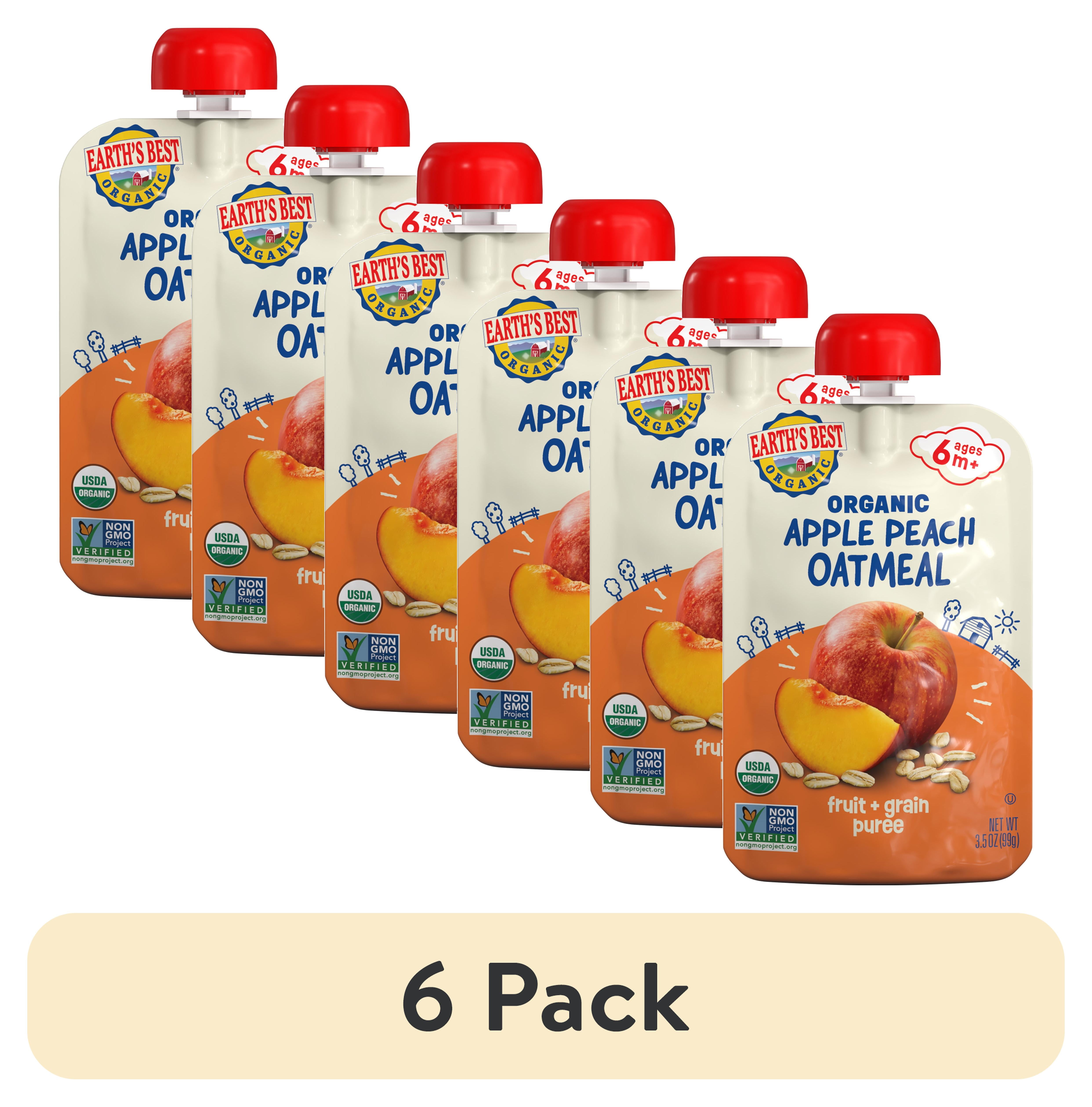 (6 pack) Earth's Best Organic Stage 2 Baby Food, Apple Peach Oatmeal ...
