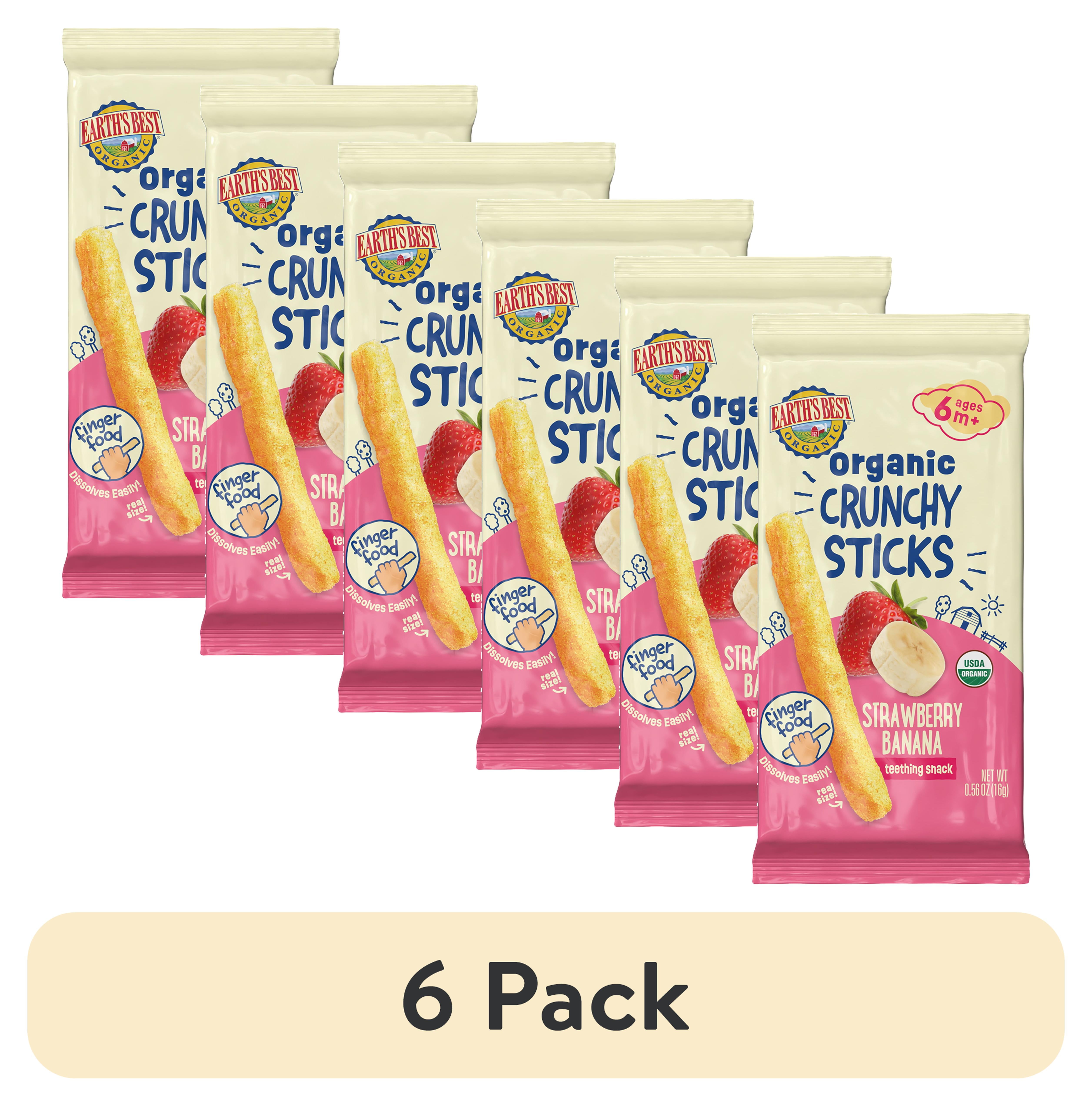 (6 pack) Earth's Best Organic Stage 2 Baby Teething Snack, Strawberry ...