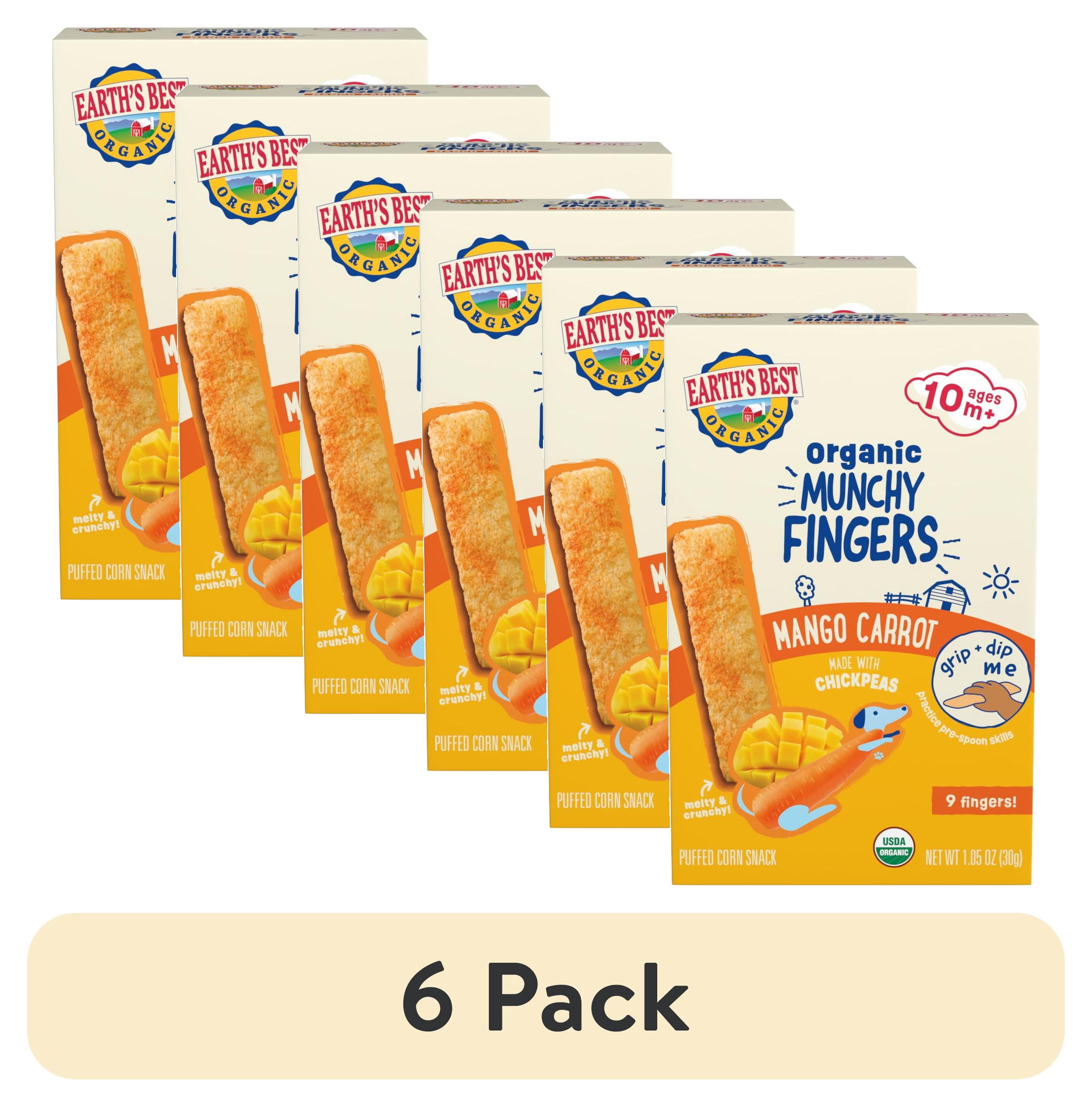 (6 pack) Earth's Best Organic Stage 3 Munchy Fingers Mango Carrot Baby ...