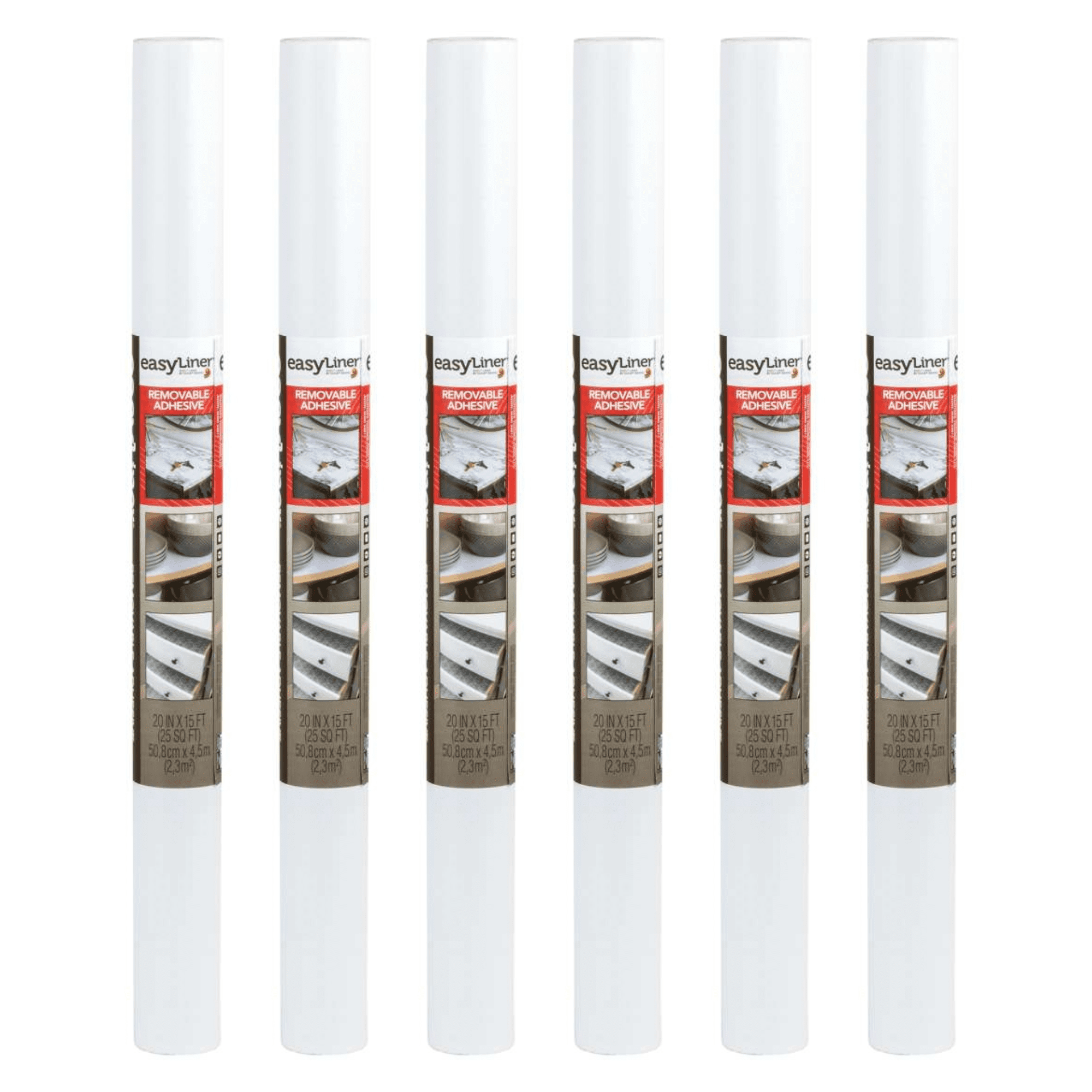 (6 pack) EasyLiner Removable Adhesive Shelf Liner, White 20" x 15' Roll ...