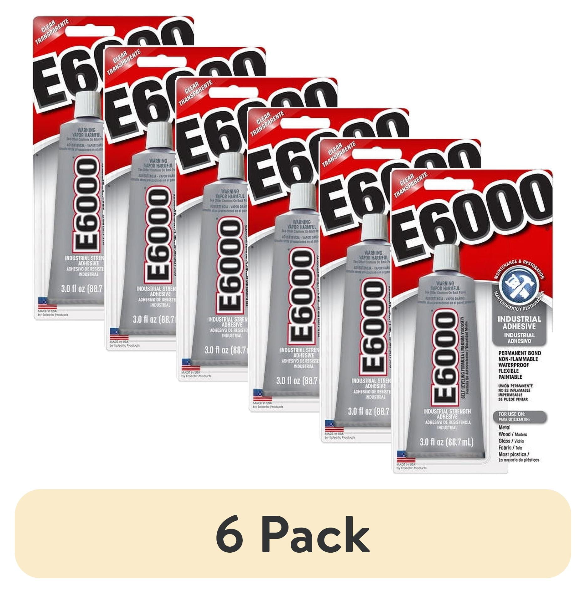 (6 pack) Eclectic E6000 Adhesive Glue, Industrial Strength, Clear, 3 fl ...
