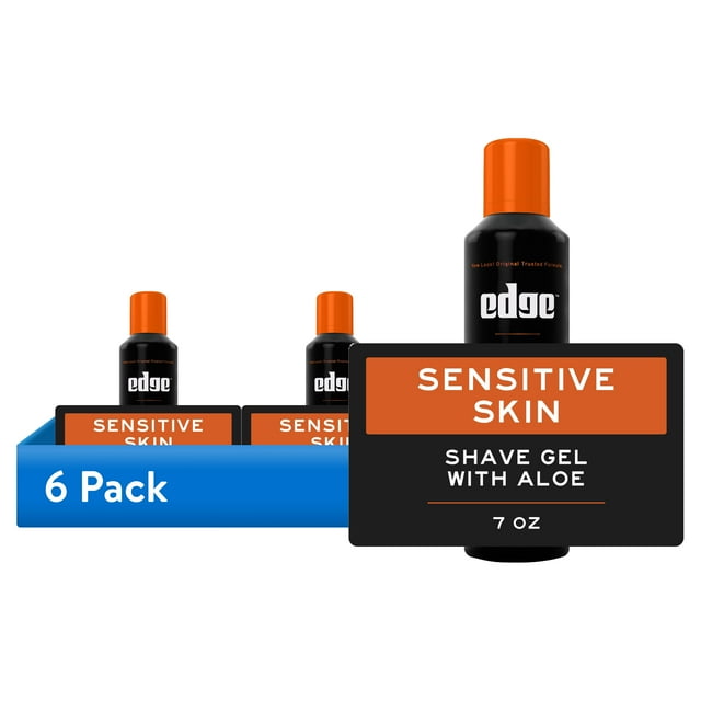 (6 pack) Edge Sensitive Skin Mens Shave Gel with Aloe, Unscented, 7 oz ...