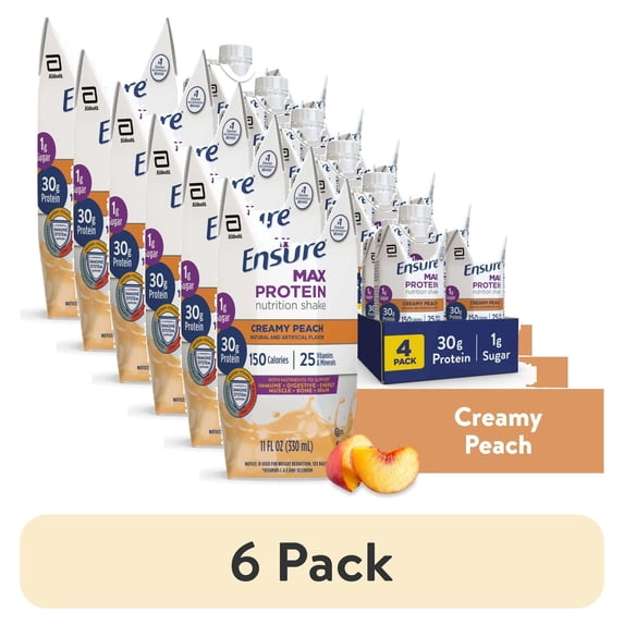 (6 pack) Ensure Max Protein Nutrition Shake, Creamy Peach, 11 fl oz, 4 ...
