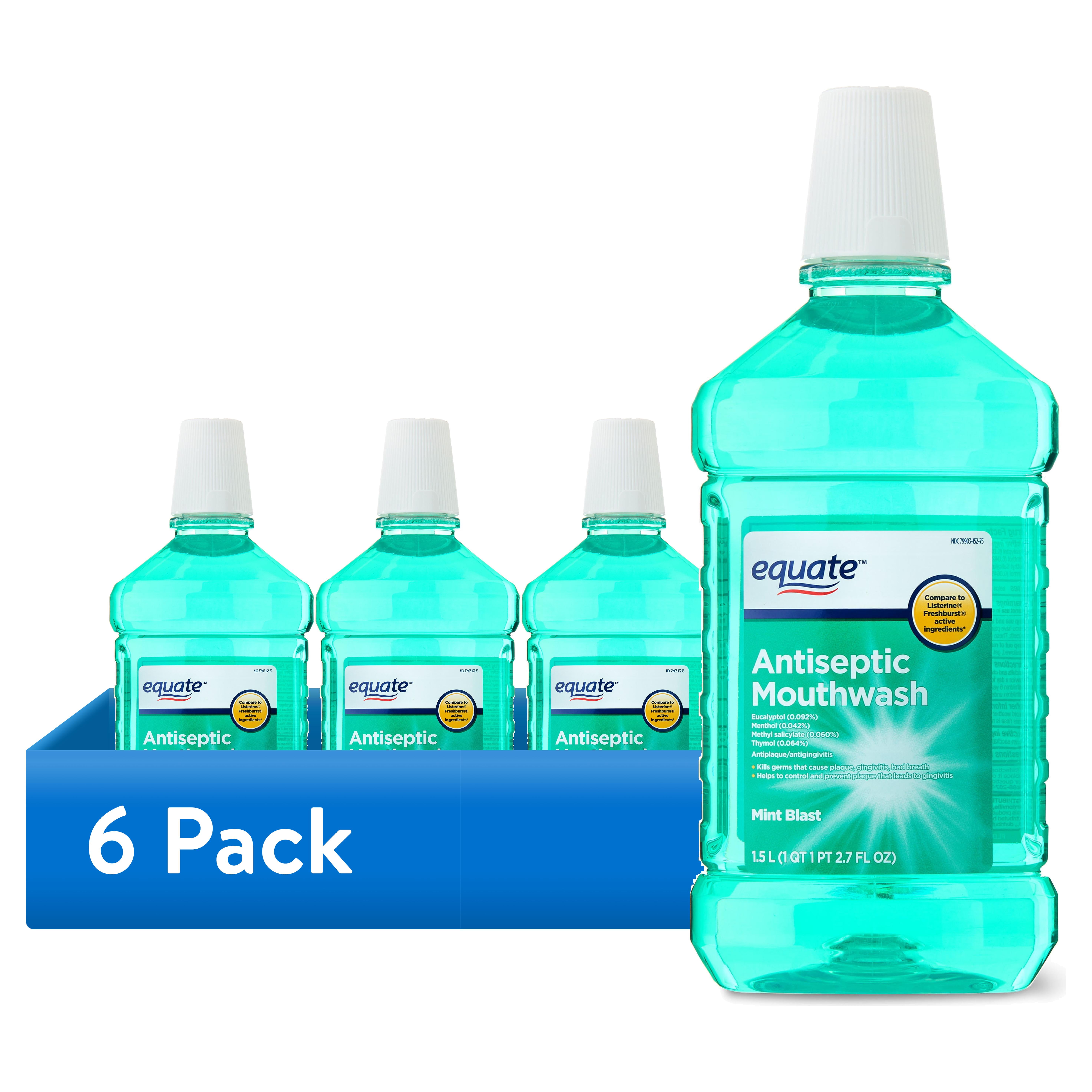 (6 pack) Equate Antiseptic Mouthwash, Mint Blast, 1.5 Liters, 50.7 fl oz - Walmart Business Supplies