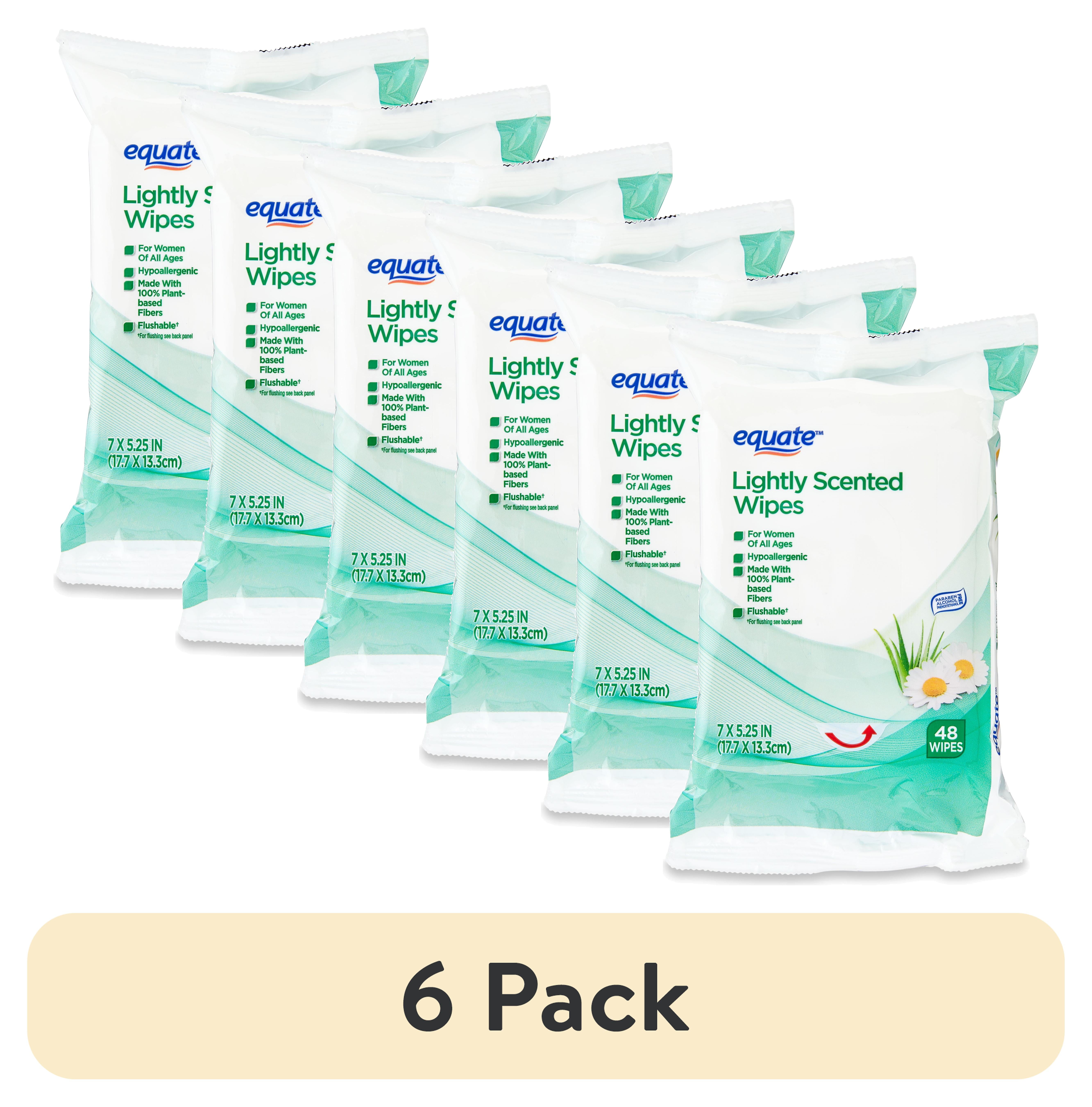 (6 pack) Equate Personal Wipes, Lightly Scented, Resealable, 48 Wipes ...