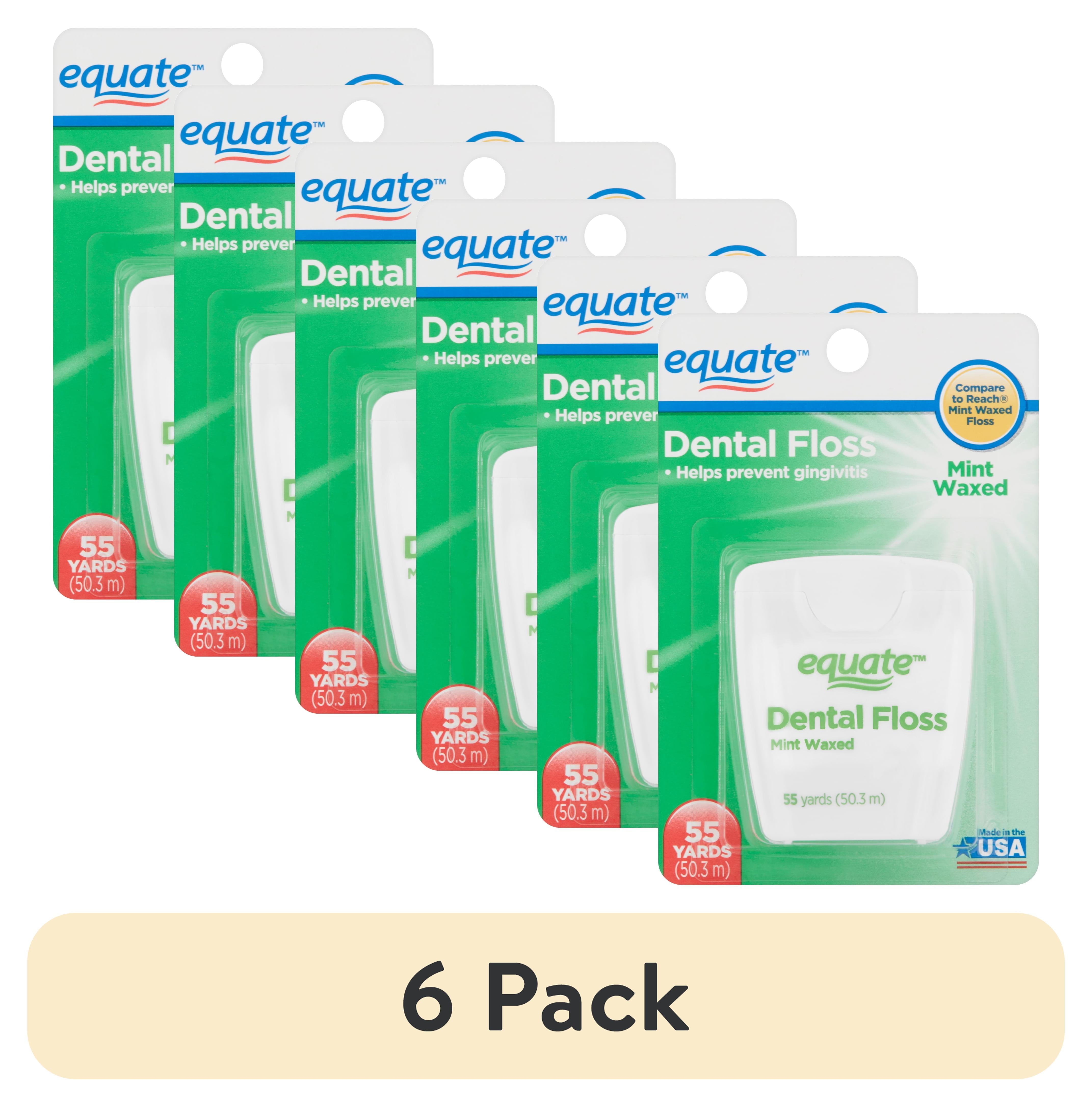 Brandclub - (6 pack) Equate Nylon Dental Floss, Mint Waxed, 55 Yds