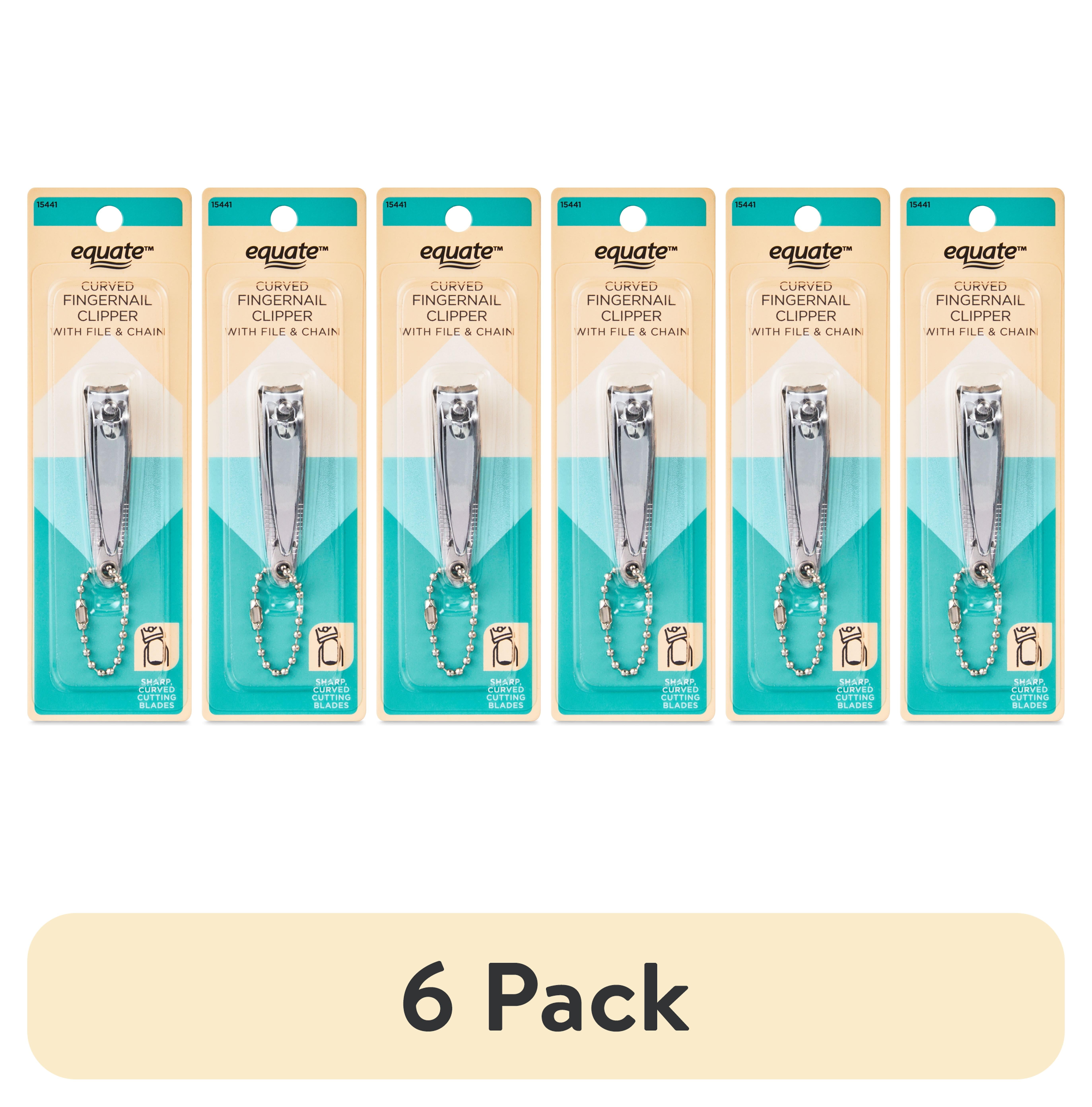 (6 pack) Equate Stainless Steel Curved Fingernail Clipper with File ...