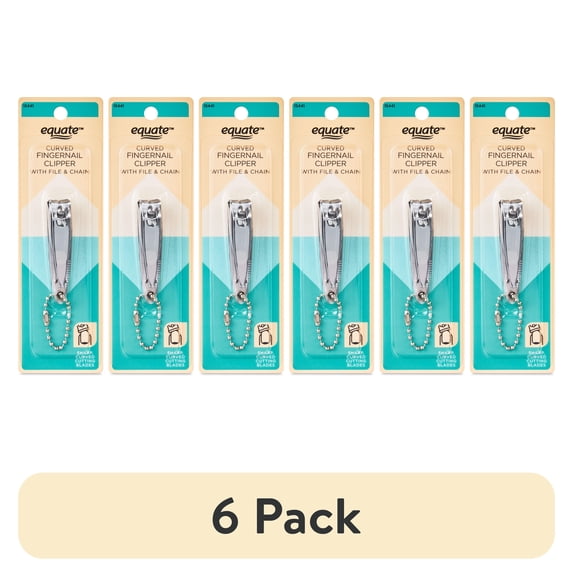 (6 pack) Equate Stainless Steel Curved Fingernail Clipper with File ...