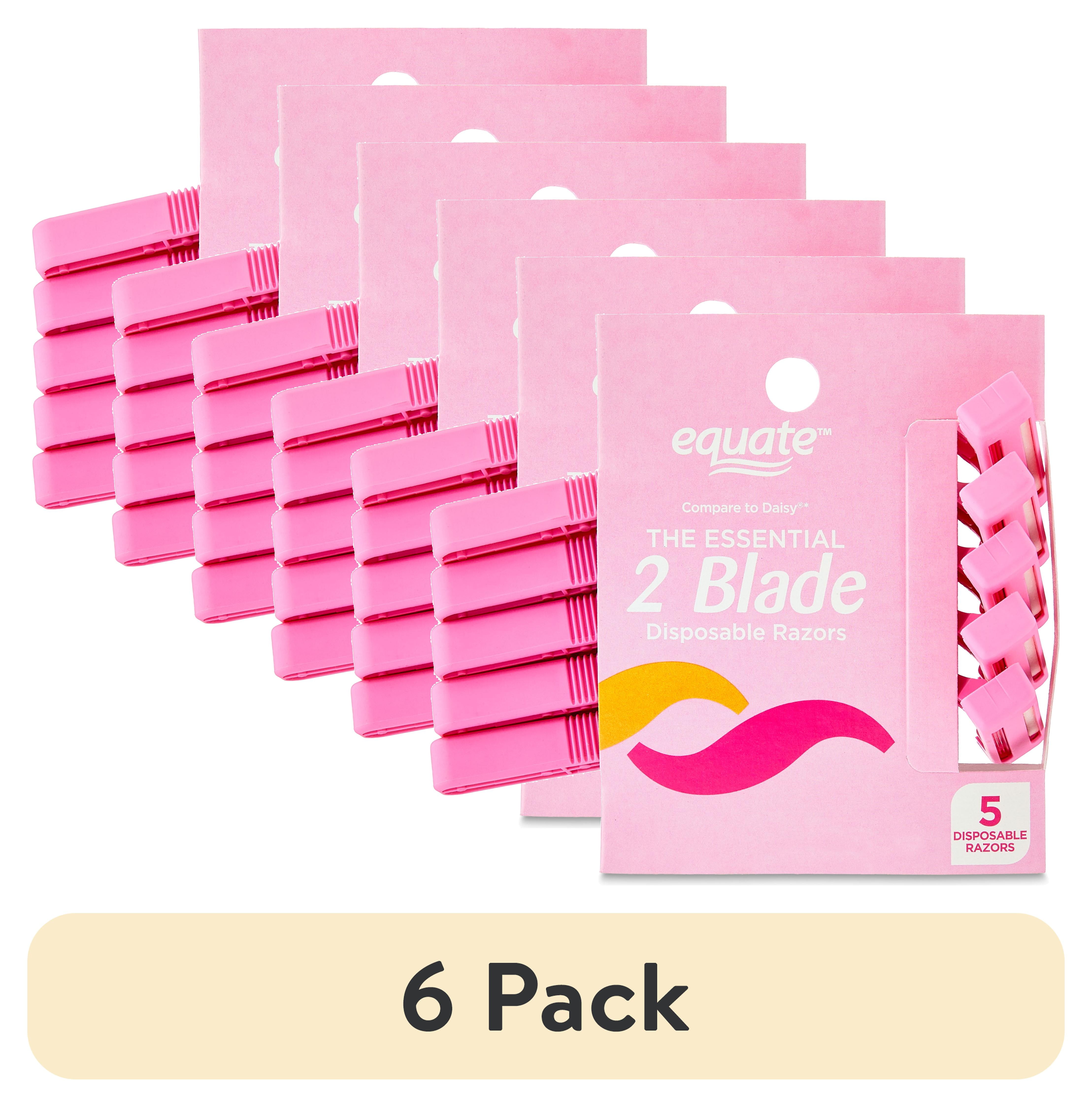 (6 pack) Equate Women's 2 Blade Disposable Razors, Pink (5 Count ...