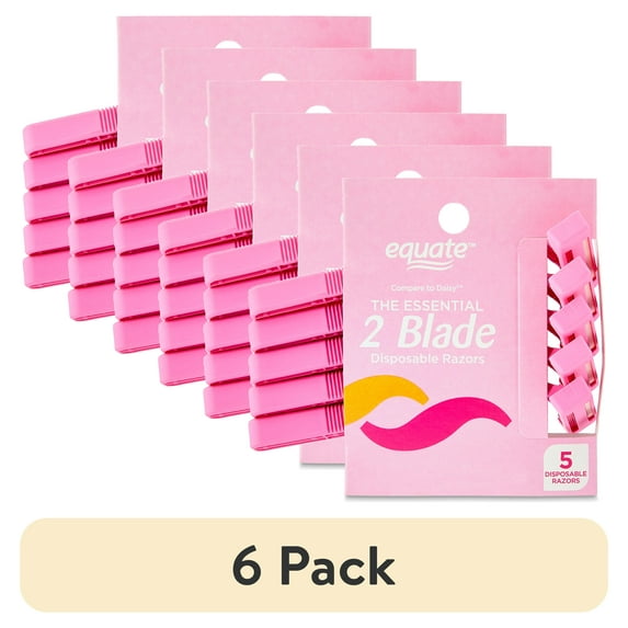 (6 pack) Equate Women's 2 Blade Disposable Razors, Pink (5 Count ...