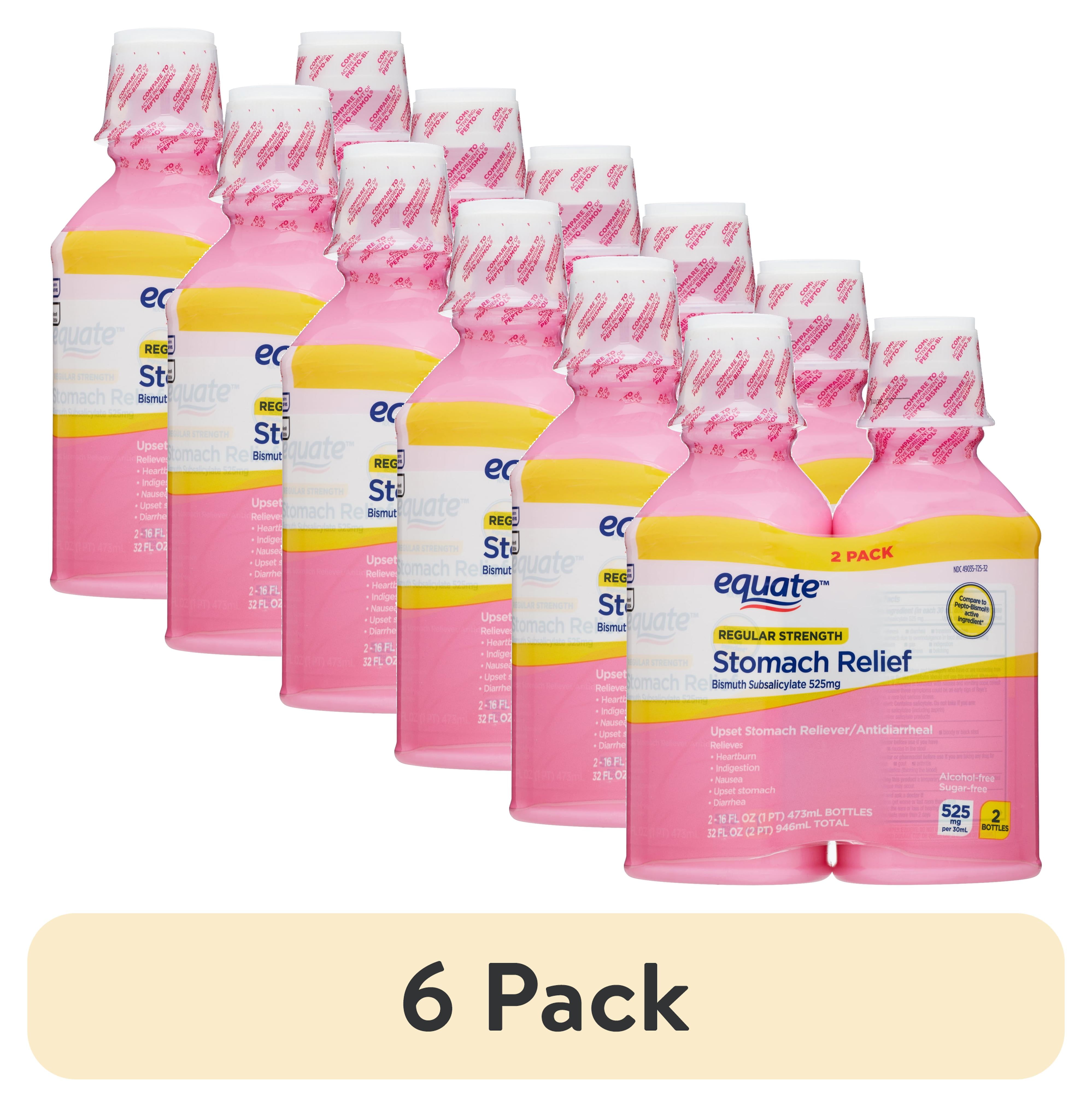(6 pack) Equate Upset Stomach Relief Bismuth Liquid, Regular Strength ...