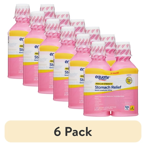 (6 pack) Equate Upset Stomach Relief Bismuth Liquid, Regular Strength ...