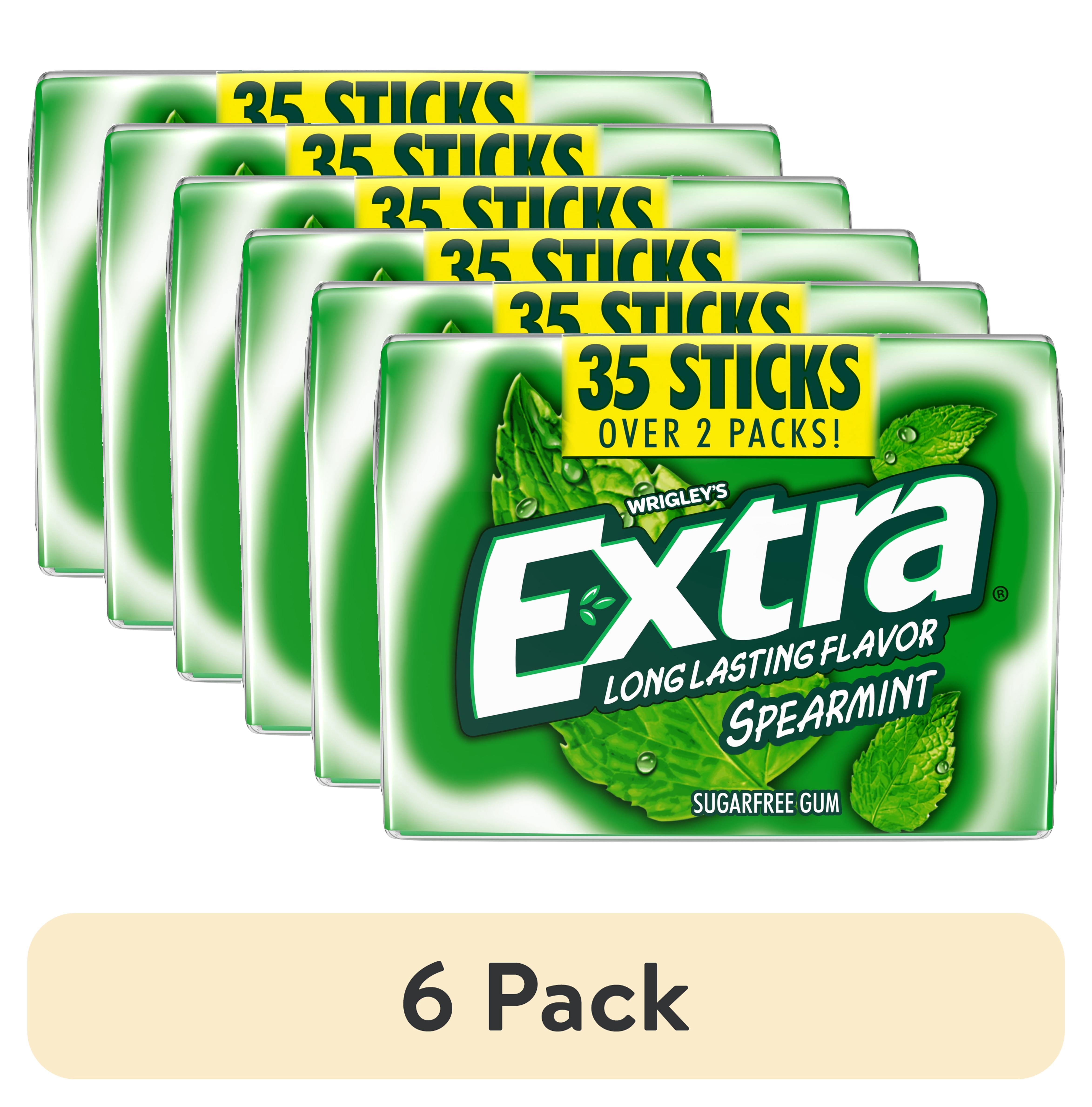 (6 pack) Extra Spearmint Sugar Free Chewing Gum School Snacks - 35 ...
