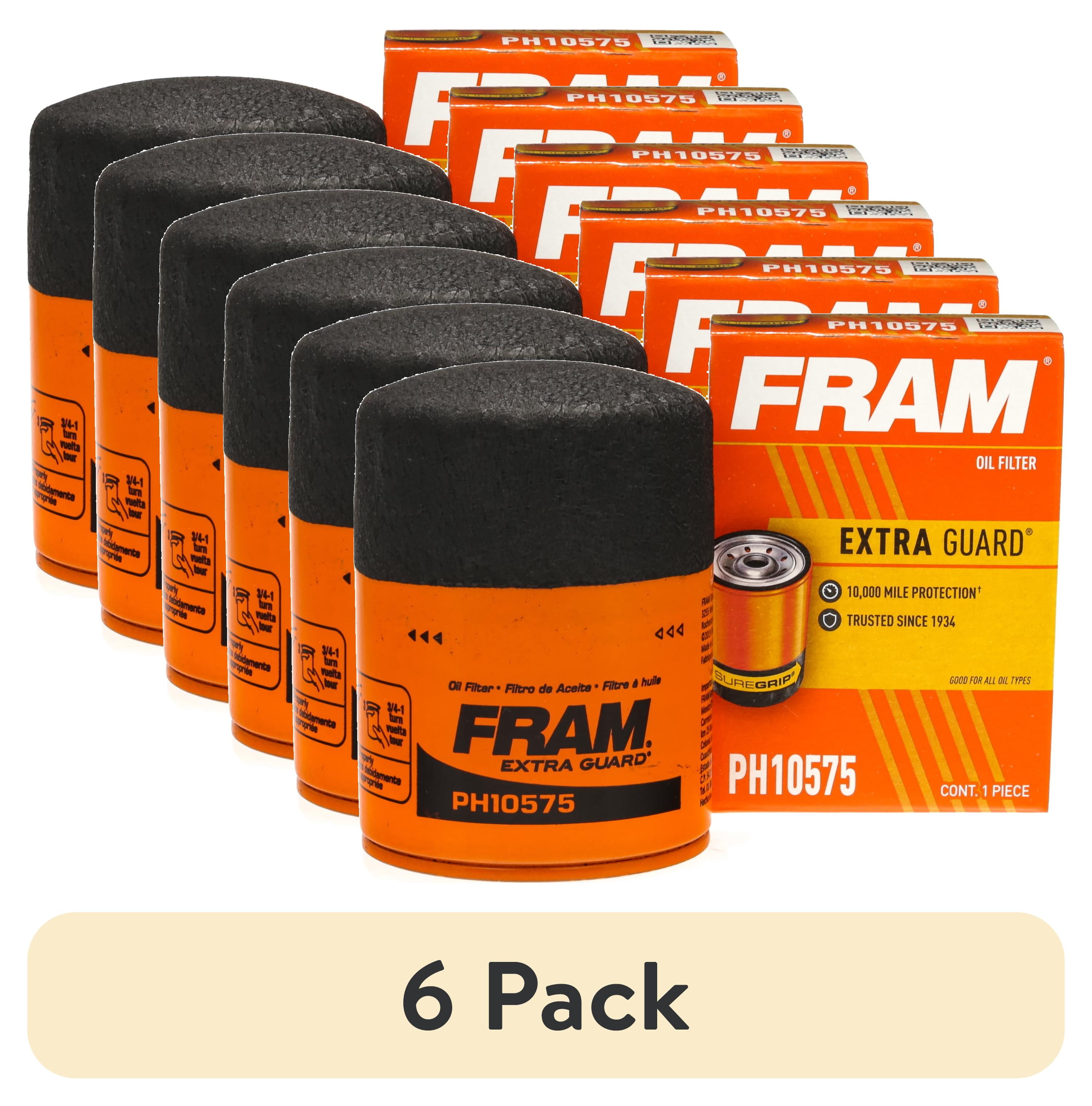 (6 pack) FRAM Extra Guard Oil Filter, PH10575, 10K Miles, Replacement ...