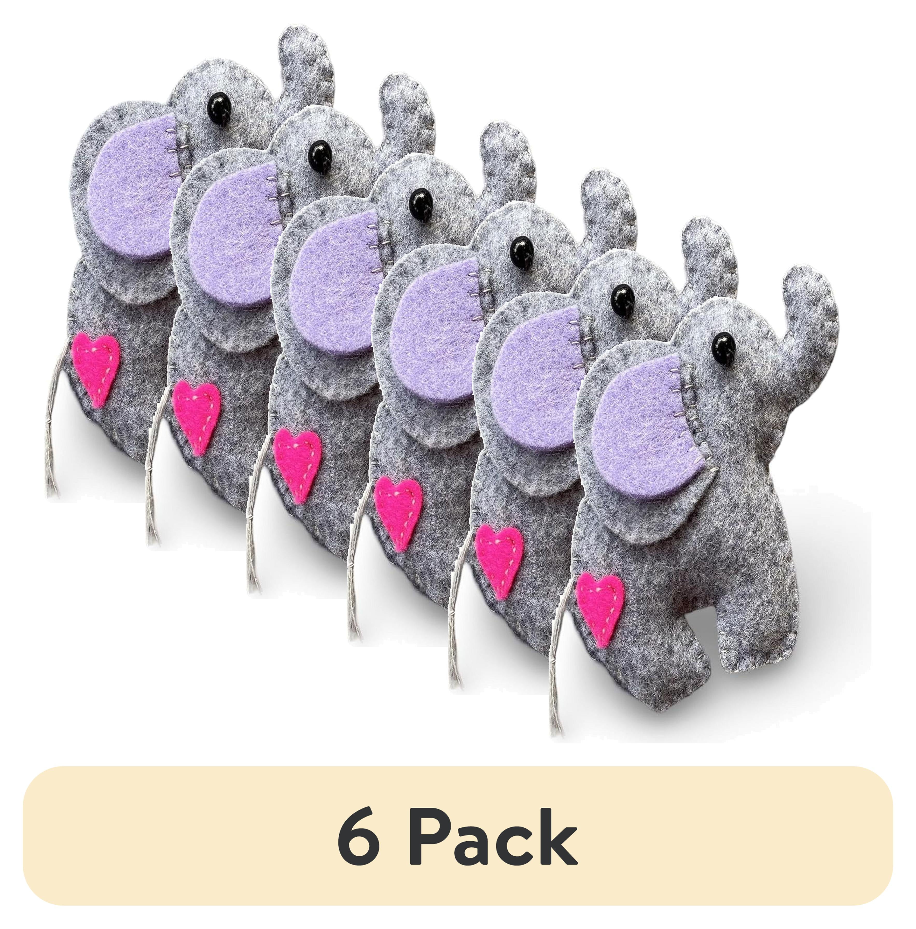 (6 pack) Felt Elephant Craft Kit by FabricLA | Beginner Sewing Project ...