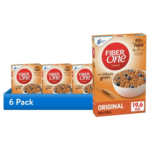 (6 pack) Fiber One Breakfast Cereal, Original Bran, 19.6 oz - Walmart.com