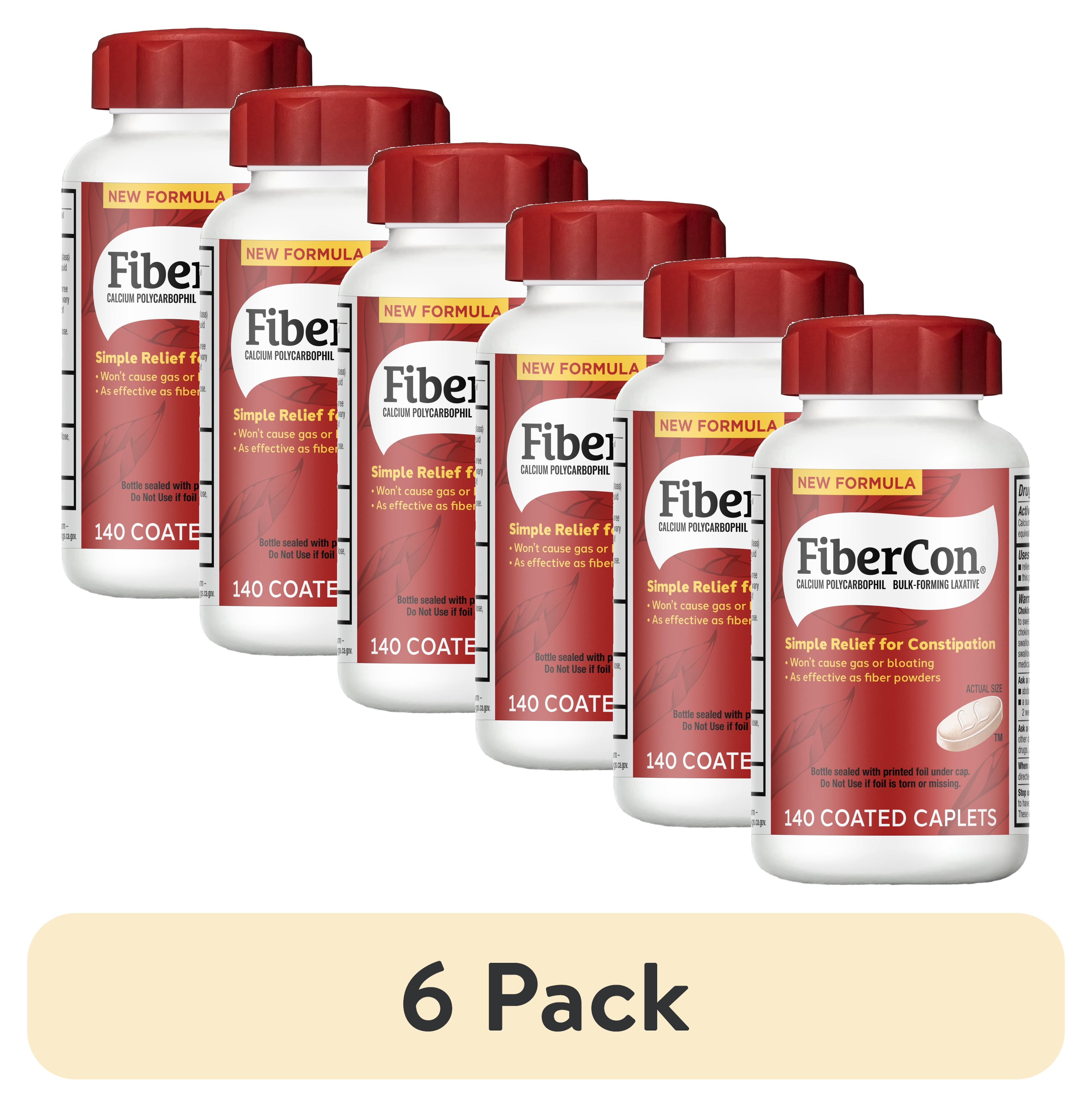 (6 pack) FiberCon Fiber Therapy Coated Caplets, Constipation Relief ...