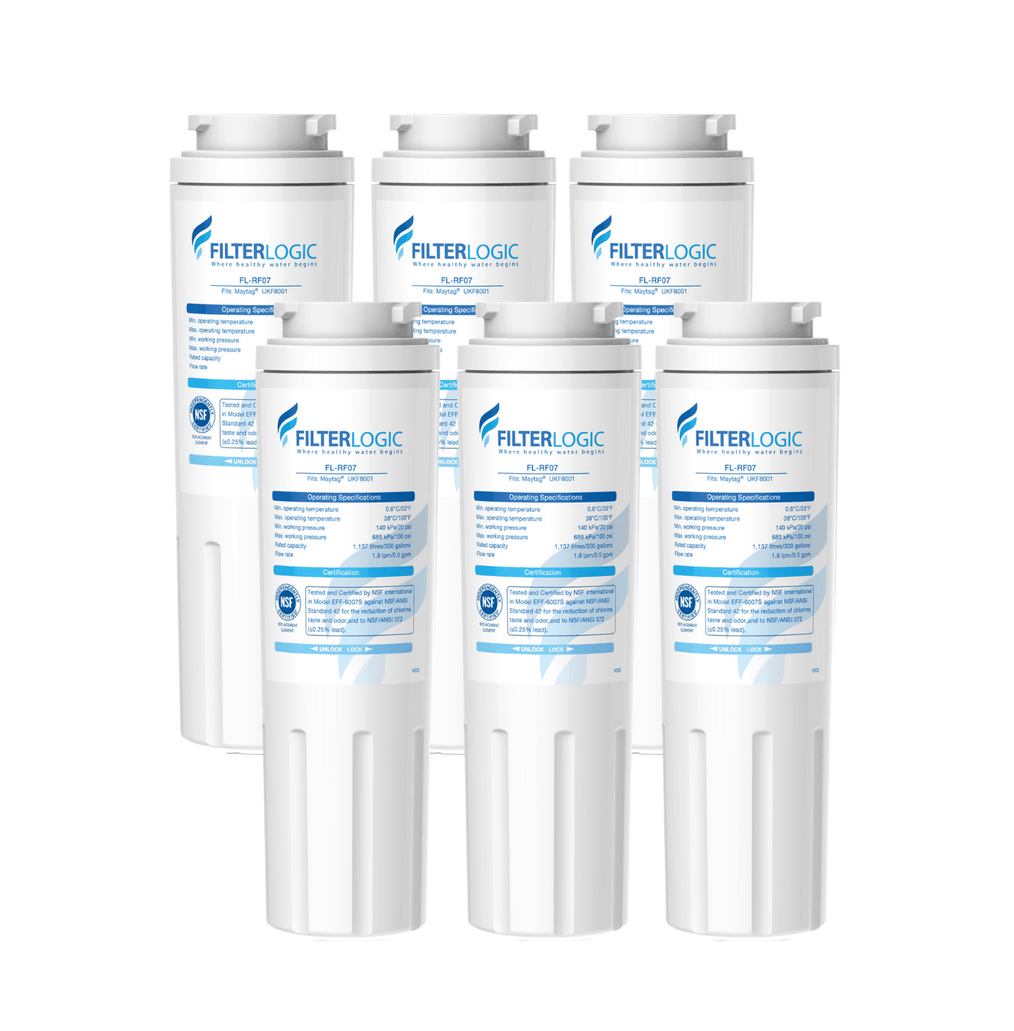 6 pack,FilterLogic Water, Replacement for Maytag UKF8001P, UKF8001AXX ...