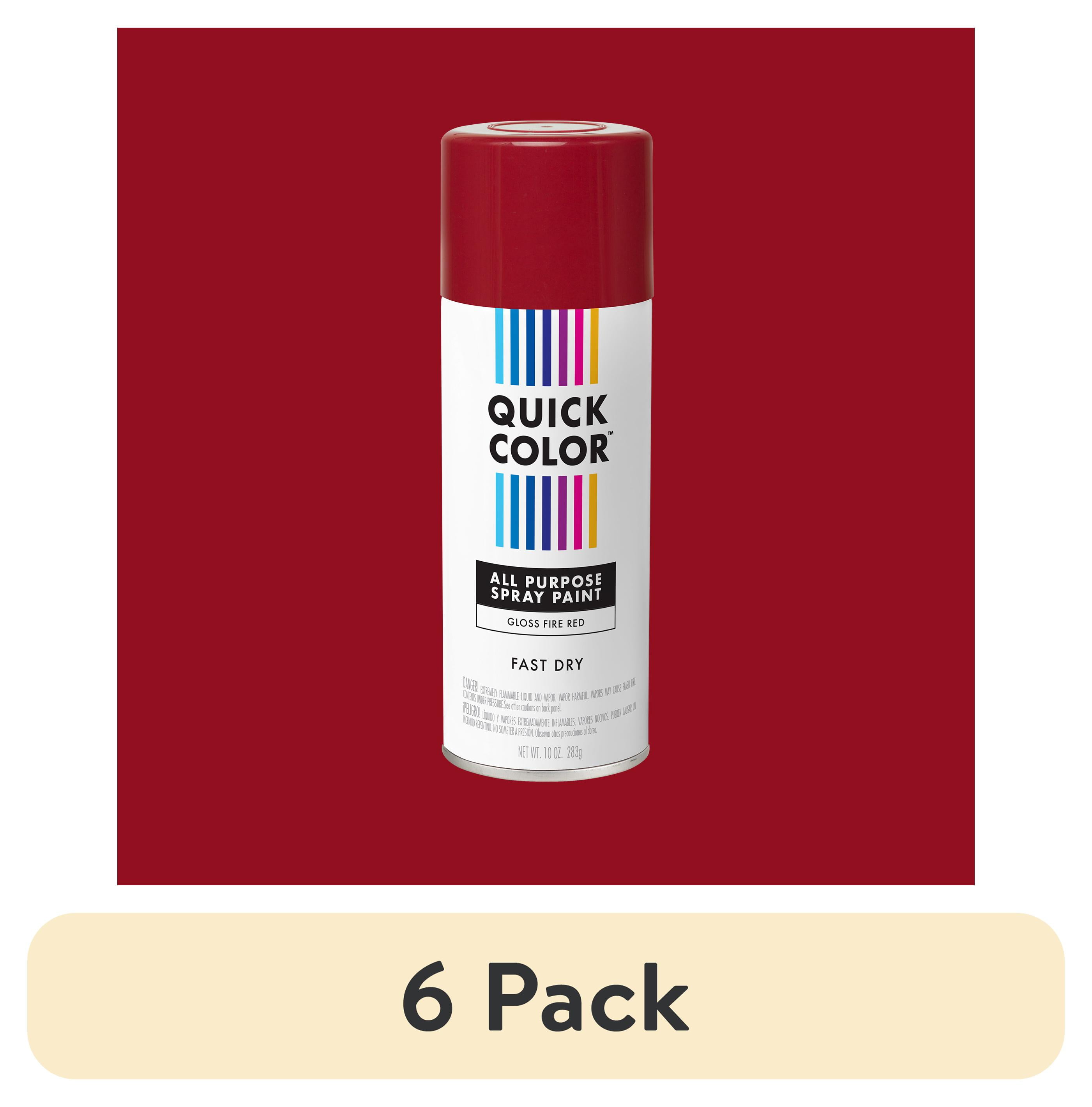 (6 pack) Fire Red, Quick Color All Purpose Gloss Spray Paint-390614, 10 ...