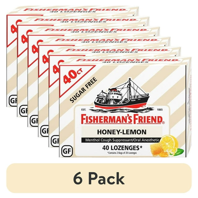 (6 pack) Fisherman's Friend Menthol Cough Suppressant/Oral Anesthetic, Sugar Free Honey-Lemon ...