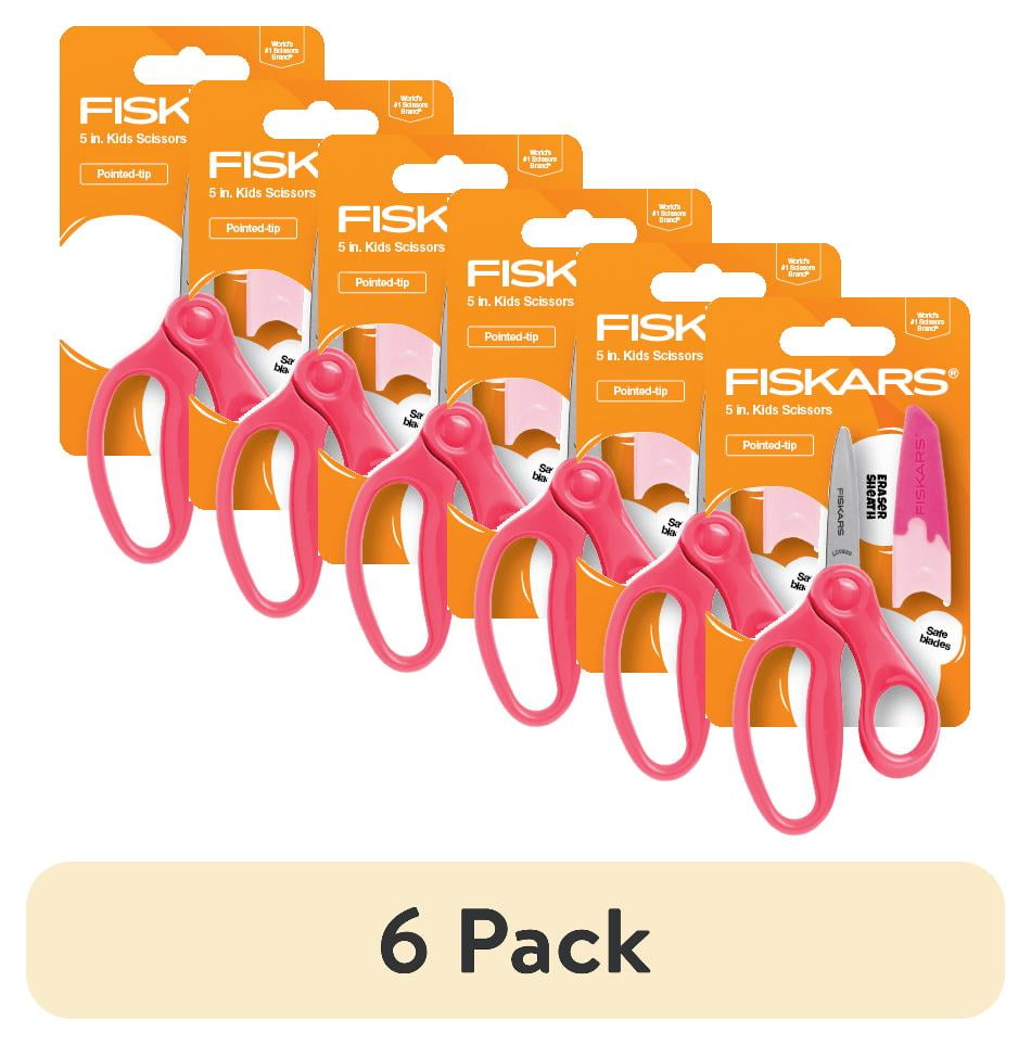 (6 pack) Fiskars 5" Pointed Kids Scissors in Pink, Ages 4-7, Elementary ...