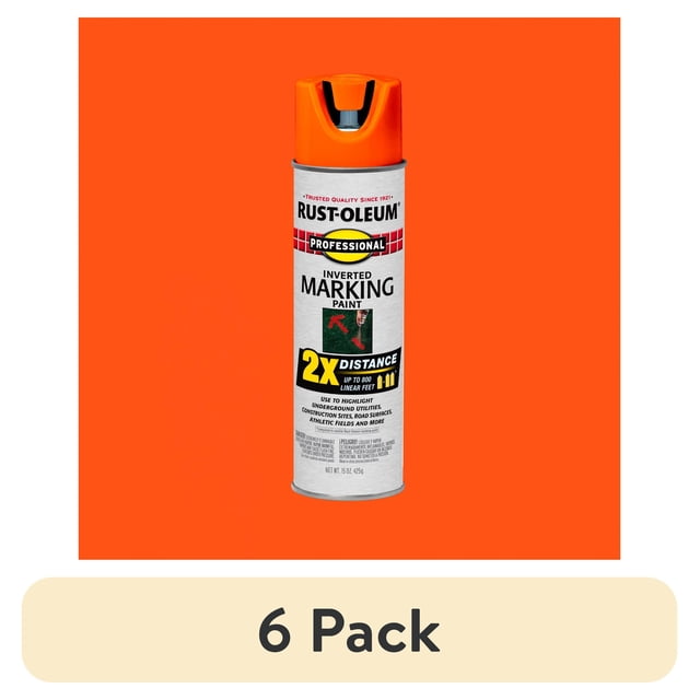 (6 pack) Fluorescent Orange, Rust-Oleum Professional 2X Inverted ...
