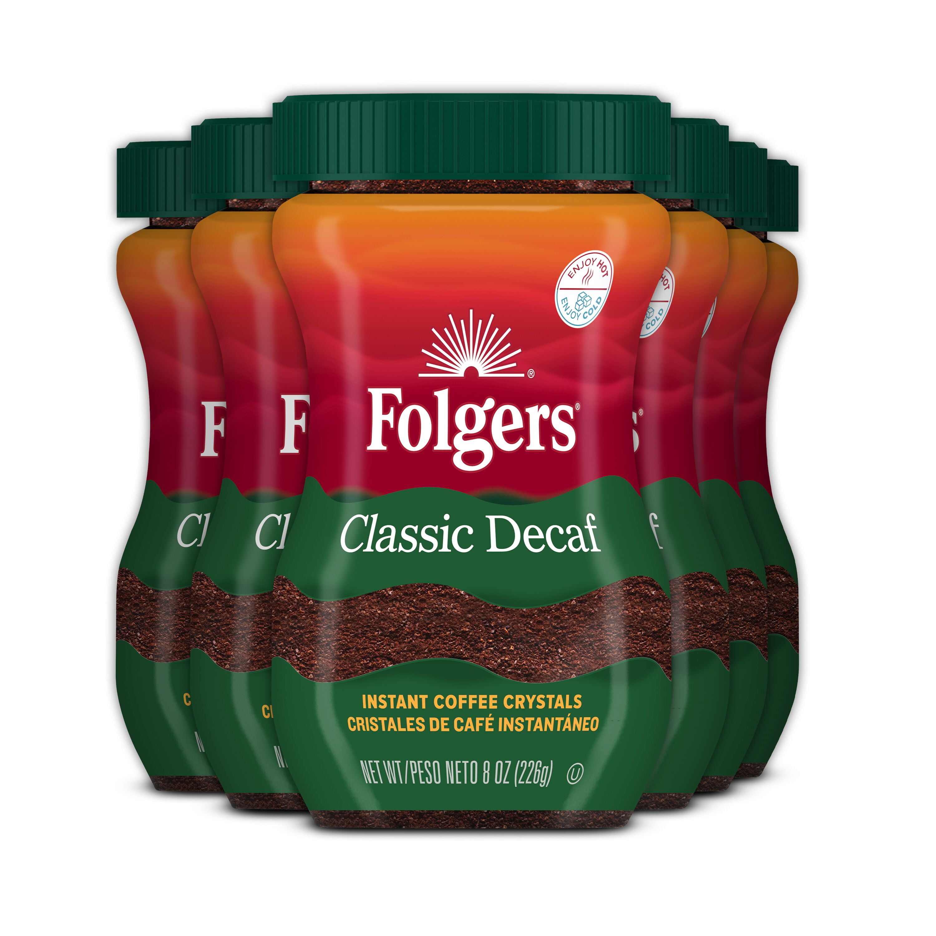 Folgers Classic Roast Decaffeinated Instant Coffee, 8 oz Jar, Makes up to 120 - 6 oz. cups ...